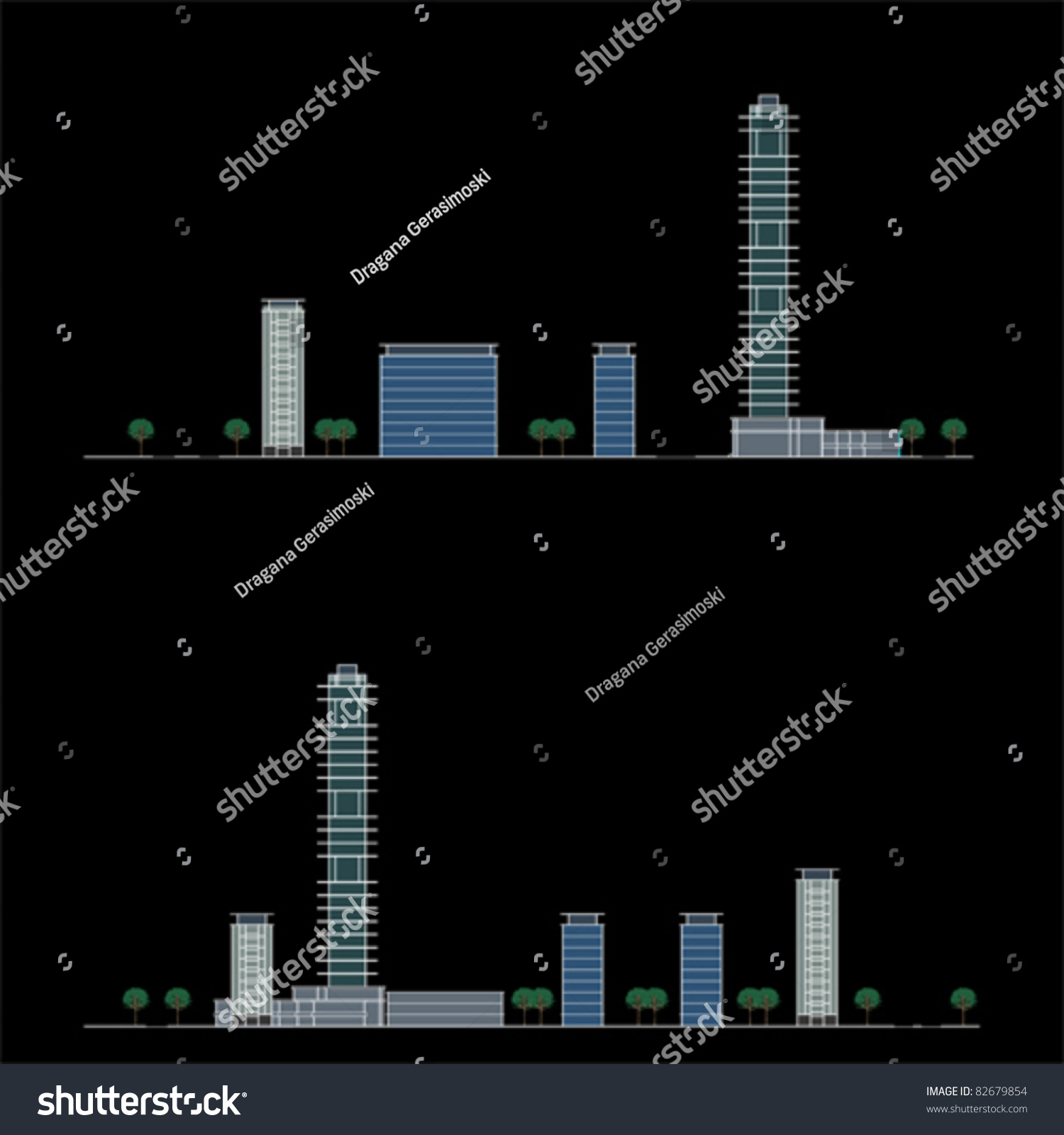 City Urban Section Architectural Drawing Vector Stock Vector (Royalty ...