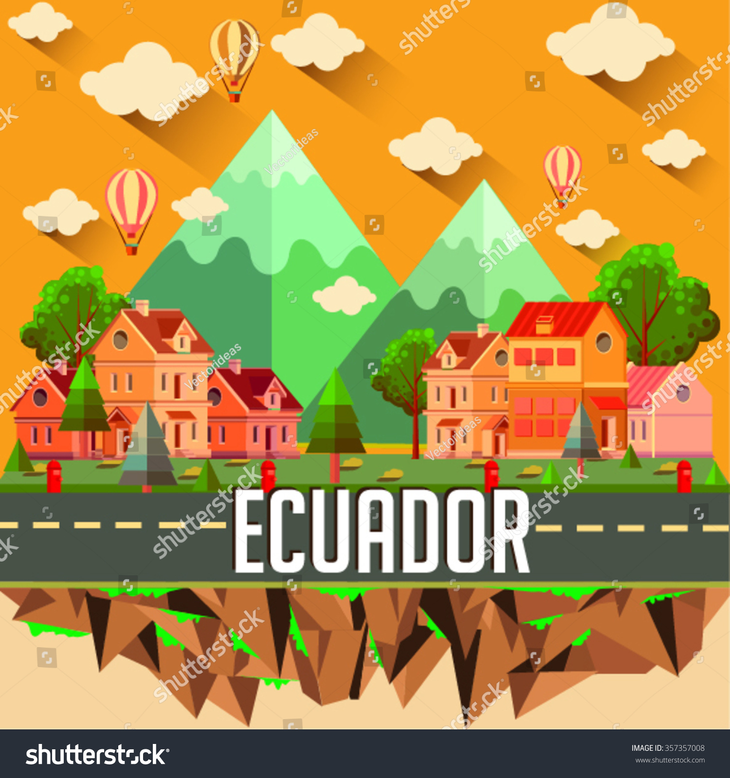 City Vector Illustration Ecuador Stock Vector (Royalty Free) 357357008