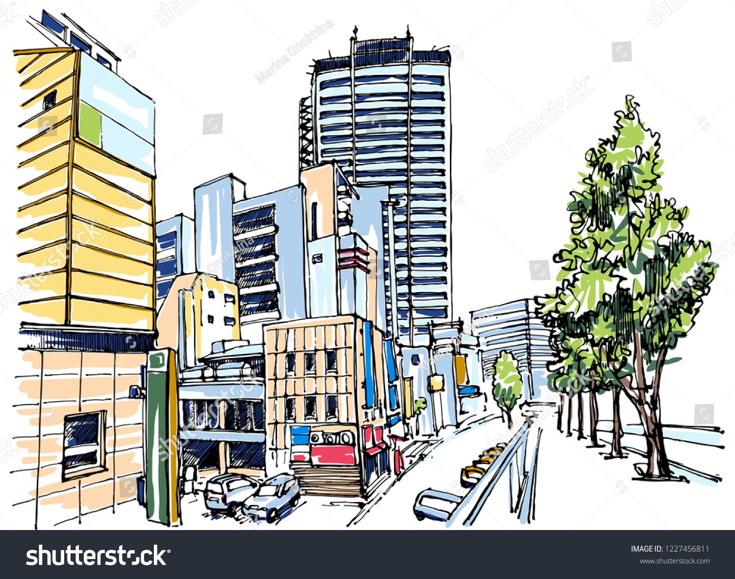 City View Sketch Stock Vector (Royalty Free) 1227456811 | Shutterstock