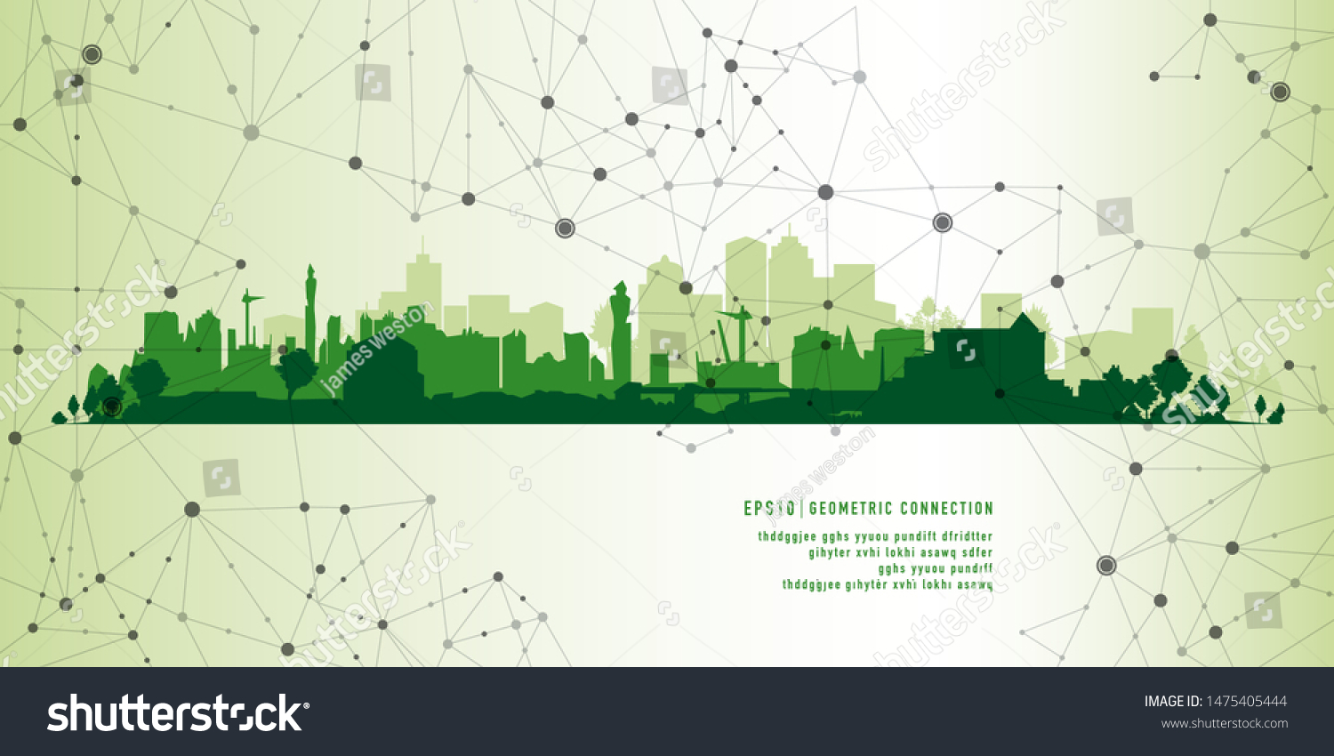 Cityscape Landmarks Geometric Connection Background Stock Vector ...