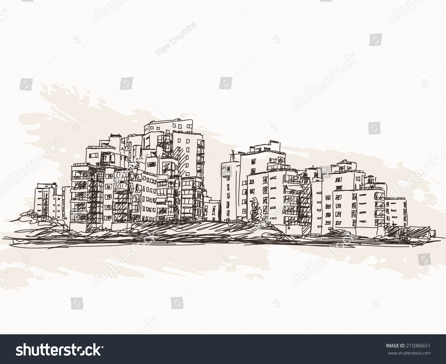 Cityscape Sketch Vector Illustration Stock Vector 215086651 - Shutterstock