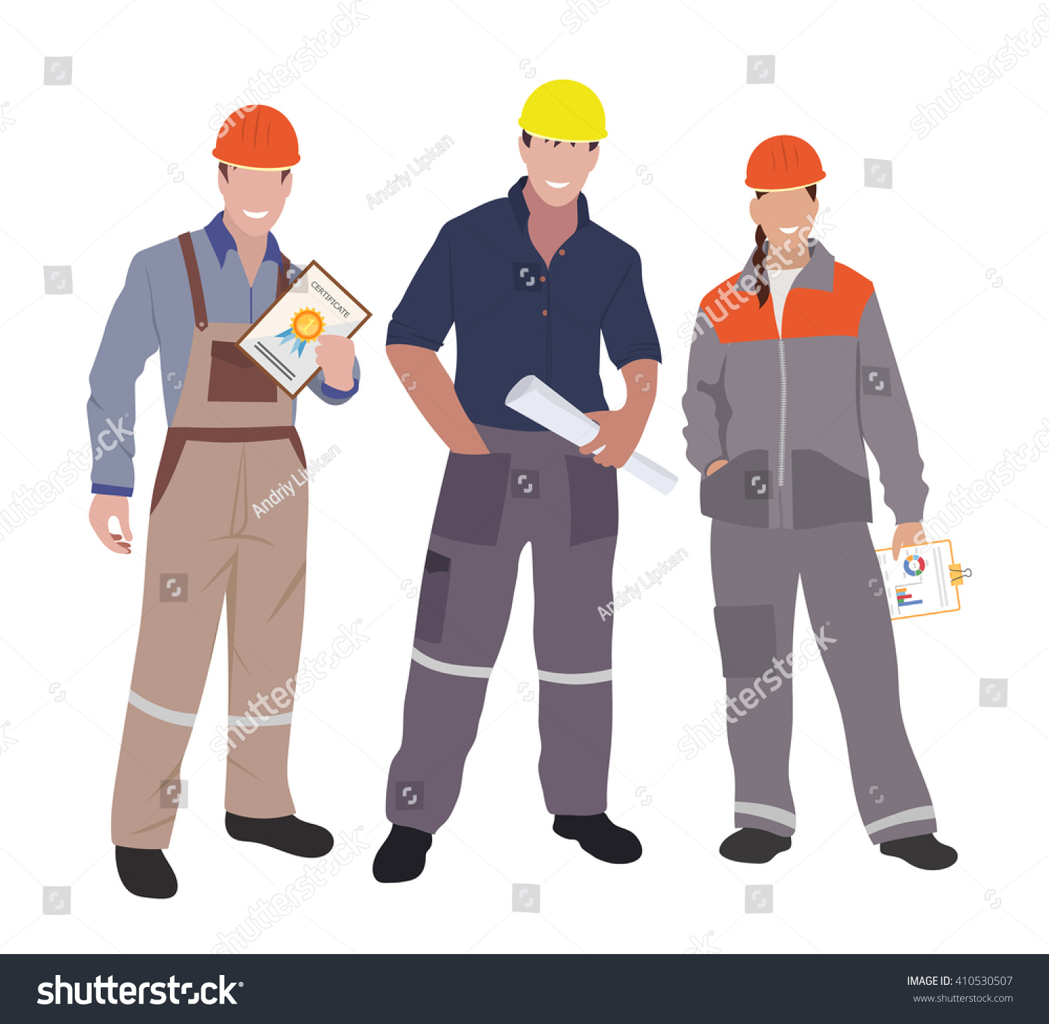 Civil Engineer Architect Construction Workers Characters Stock Vector ...