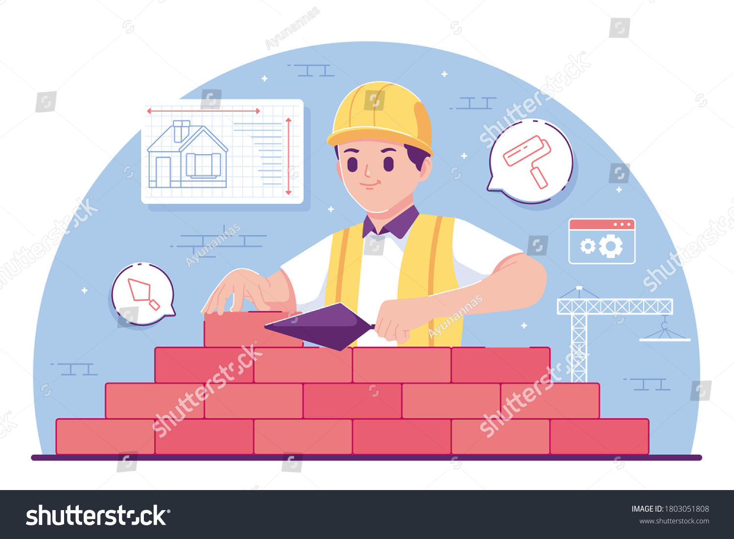 Civil Engineer Flat Designstration Background Stock Vector (Royalty ...
