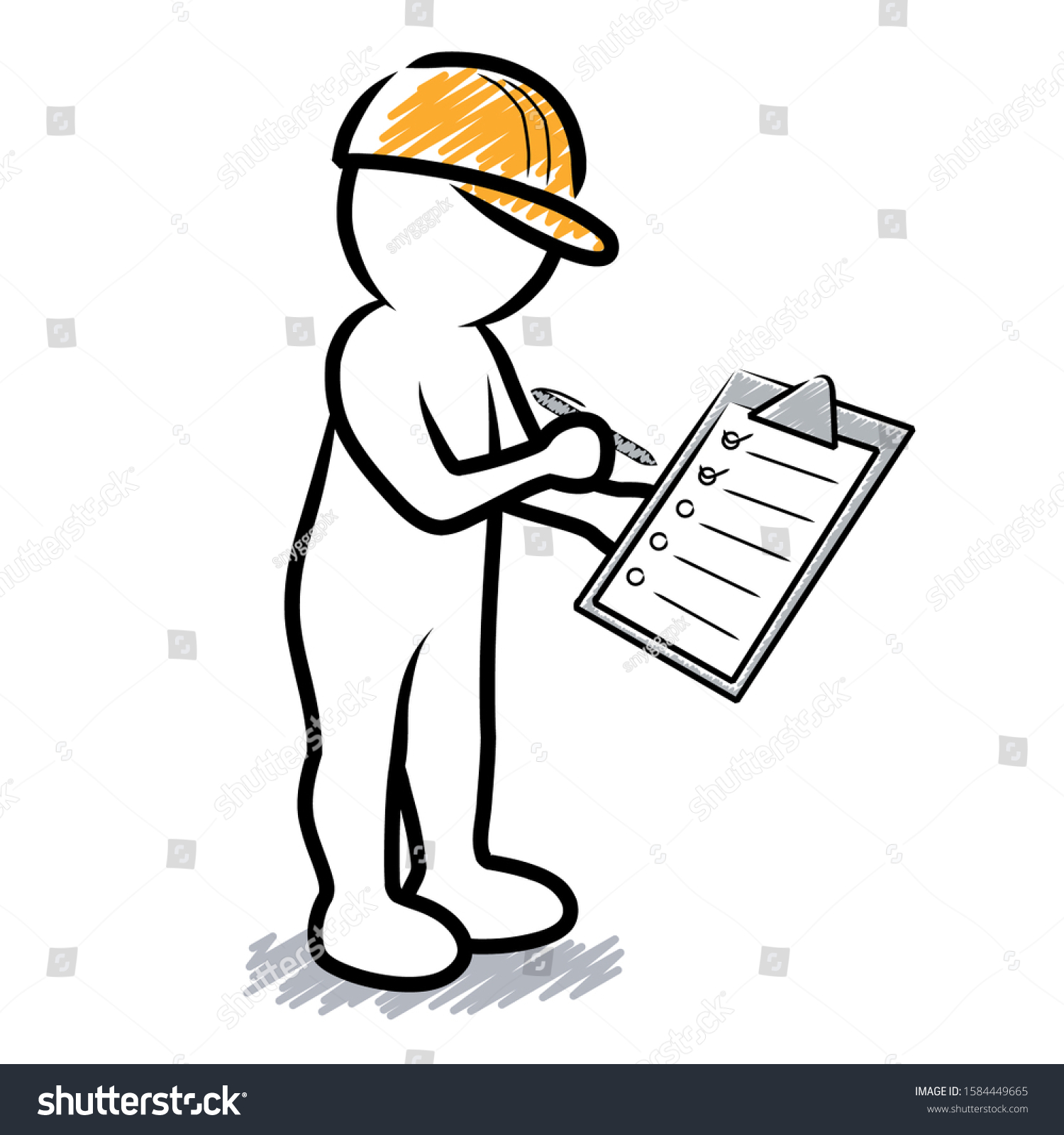 Civil Engineer Checklist Contour Vector Drawing: vector de stock (libre ...