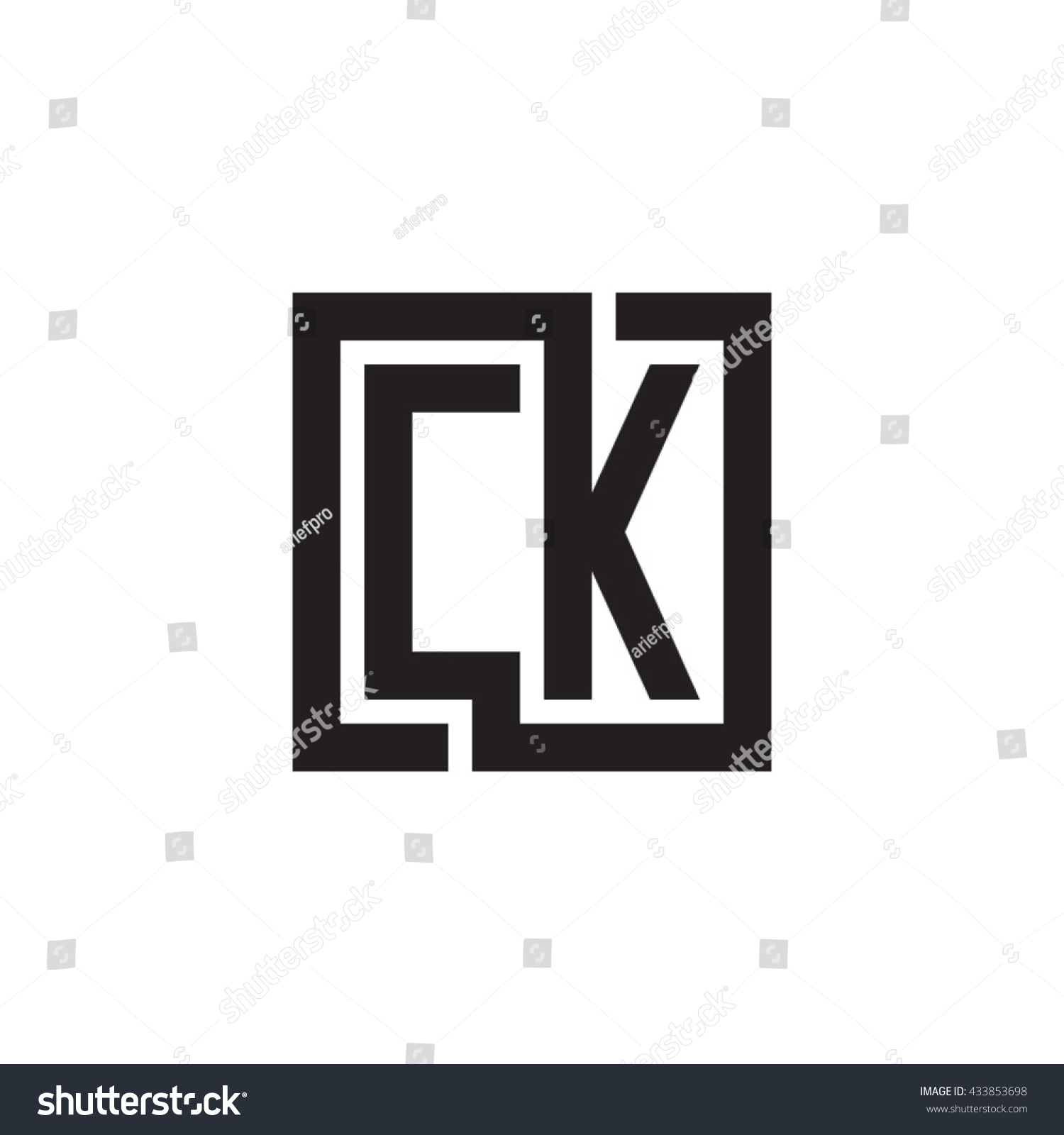 Ck Initial Letters Looping Linked Square Stock Vector (Royalty Free ...
