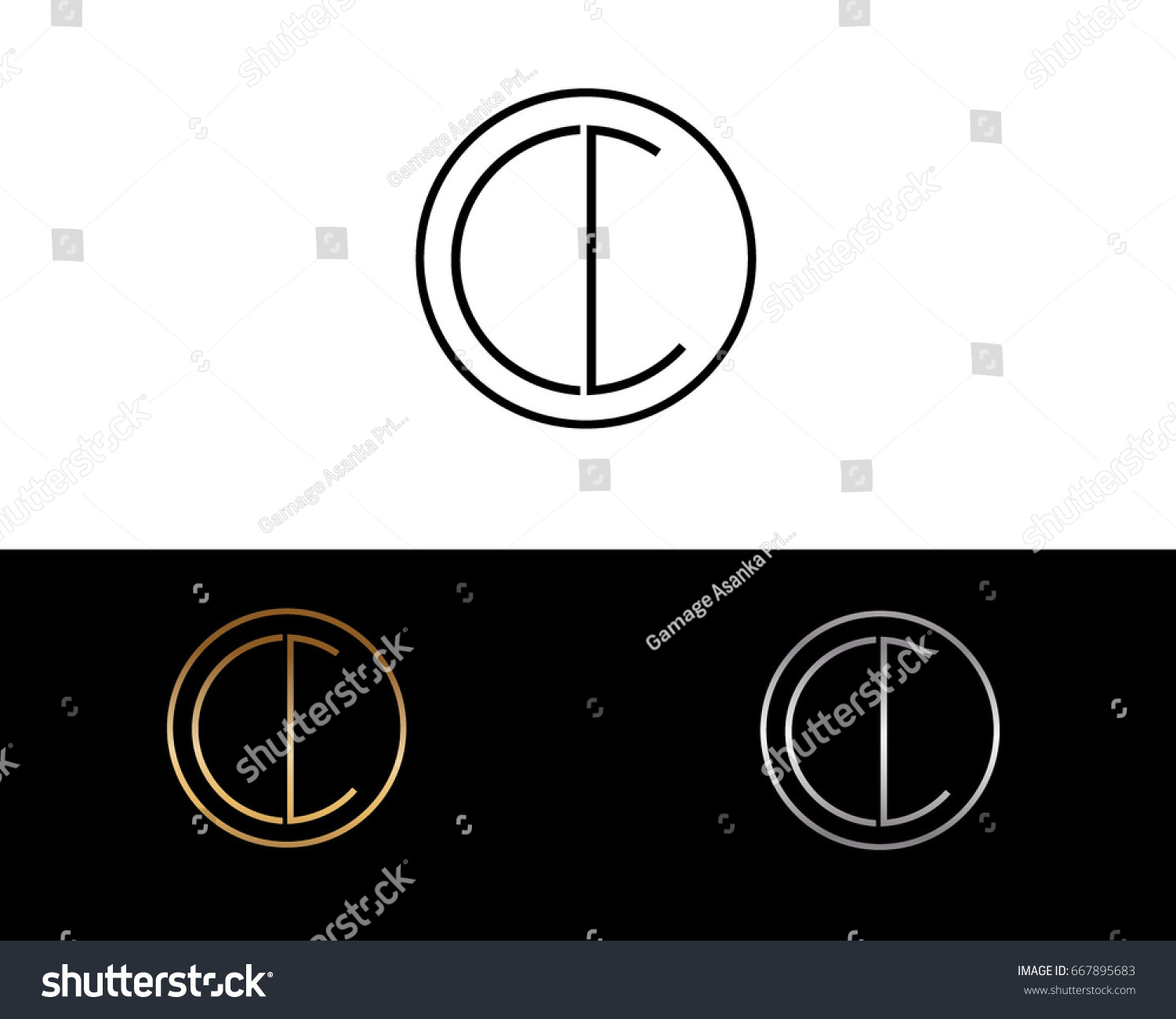 Cl Round Circle Shape Initial Letter Stock Vector (Royalty Free ...