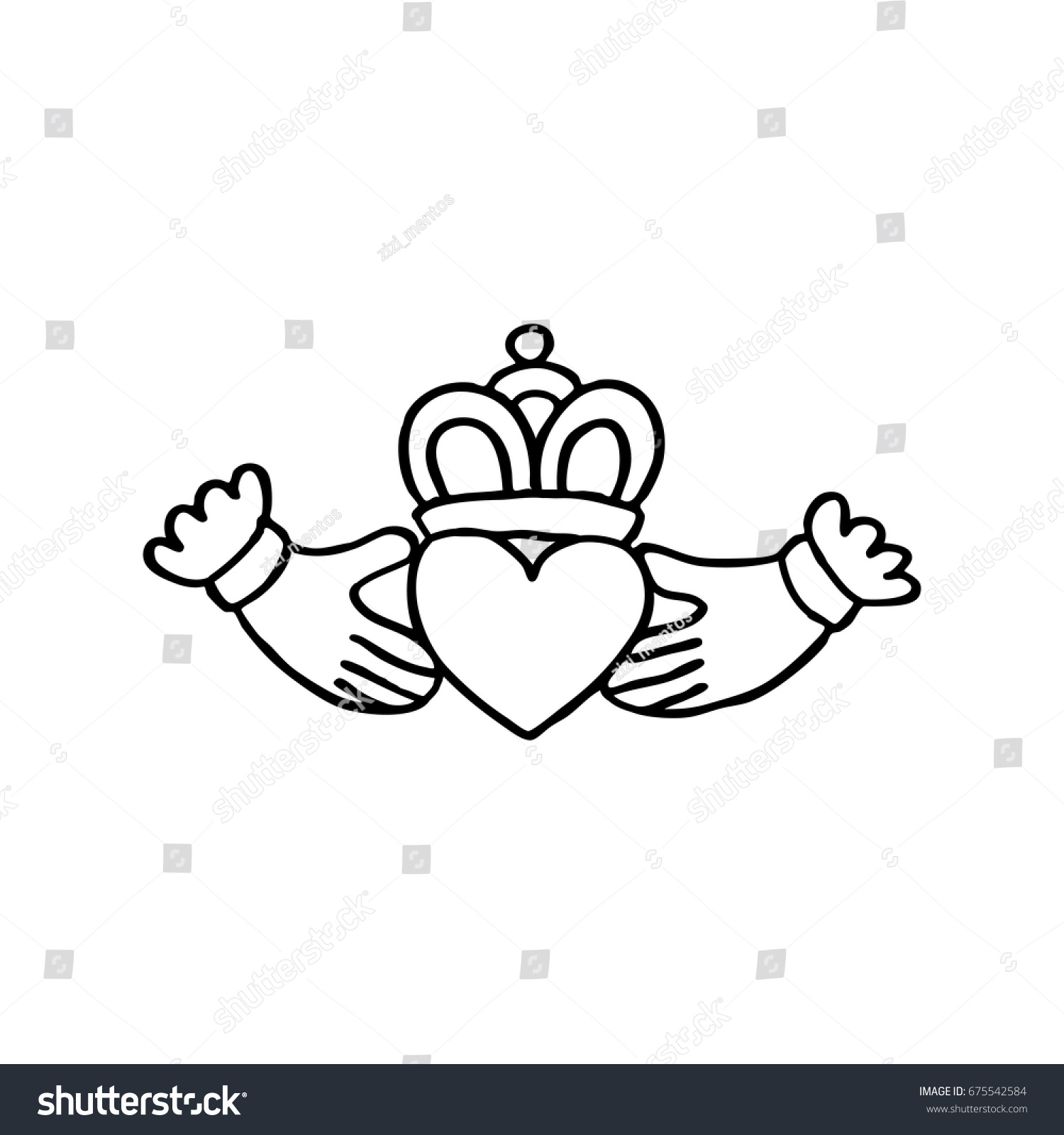 Claddagh Ring Doodle Icon Stock Vector (Royalty Free) 675542584