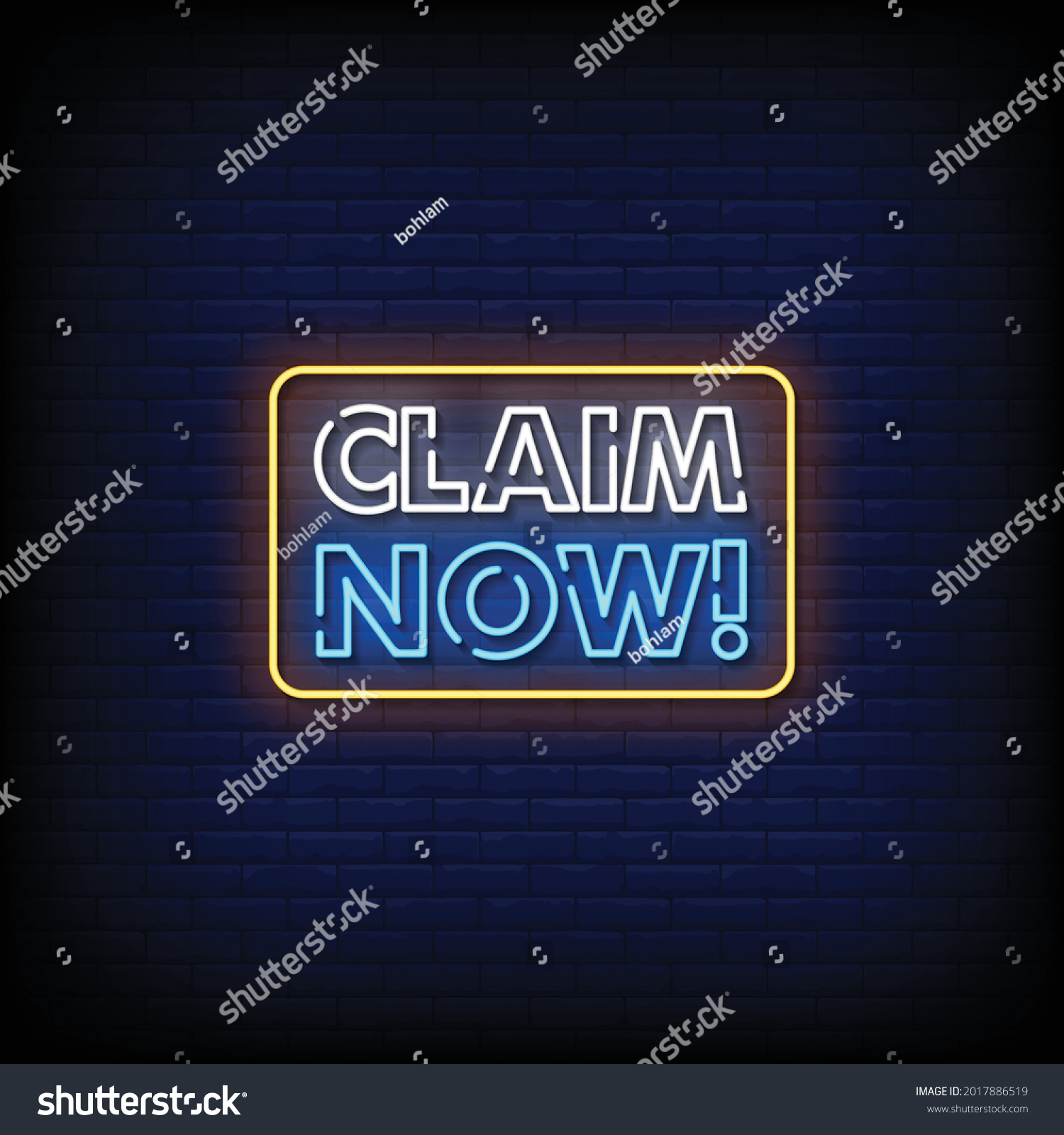 Claim Now Neon Signboard On Brick Stock Vector (Royalty Free ... Claim Now Neon Signboard On Brick Stock Vector (Royalty Free ...