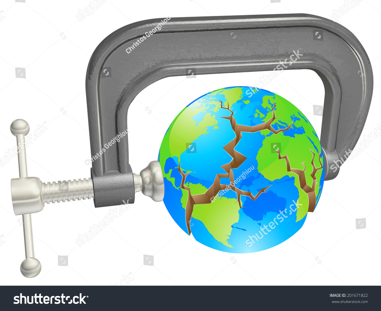 Clamp Breaking World Globe Concept Environmental Stock Vector (Royalty ...