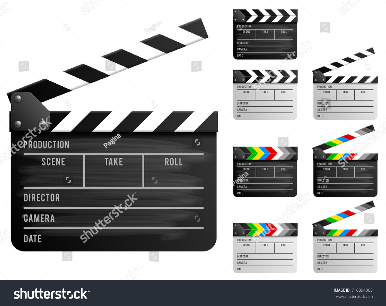 Clapper Board Set Realistic Vector Illustration Stock Vector (Royalty ...