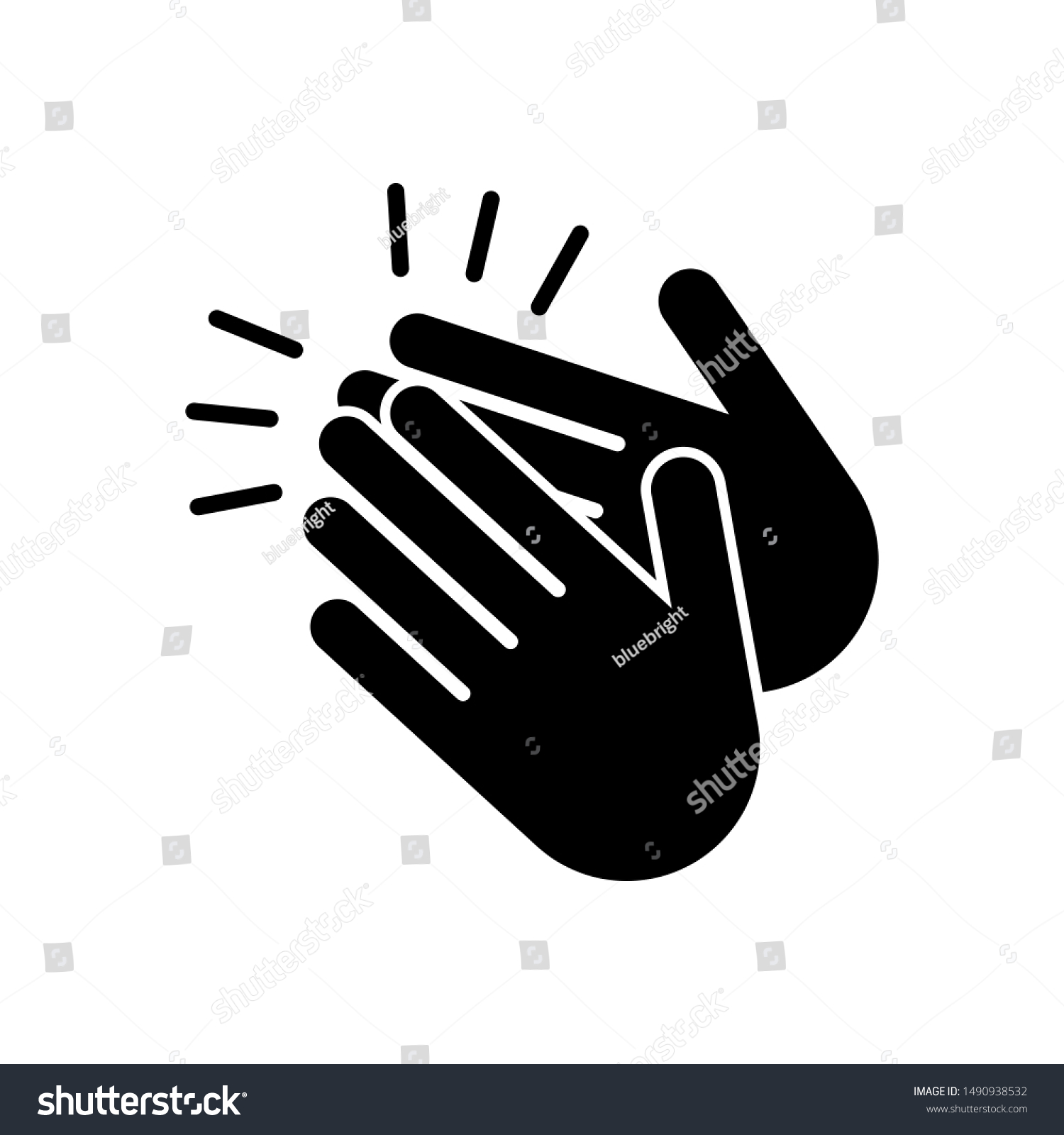Clapping Hands Flat Black Silhouette On Stock Vector (Royalty Free ...