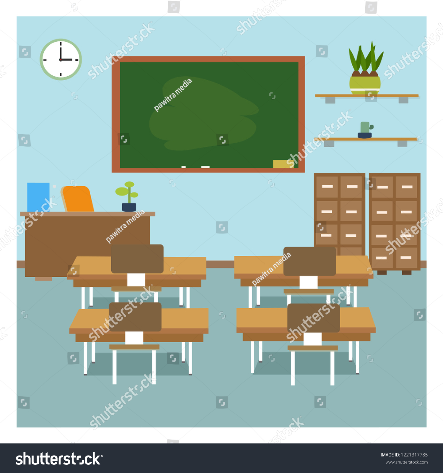 Class Room Vector Illustration Stock Vector (Royalty Free) 1221317785