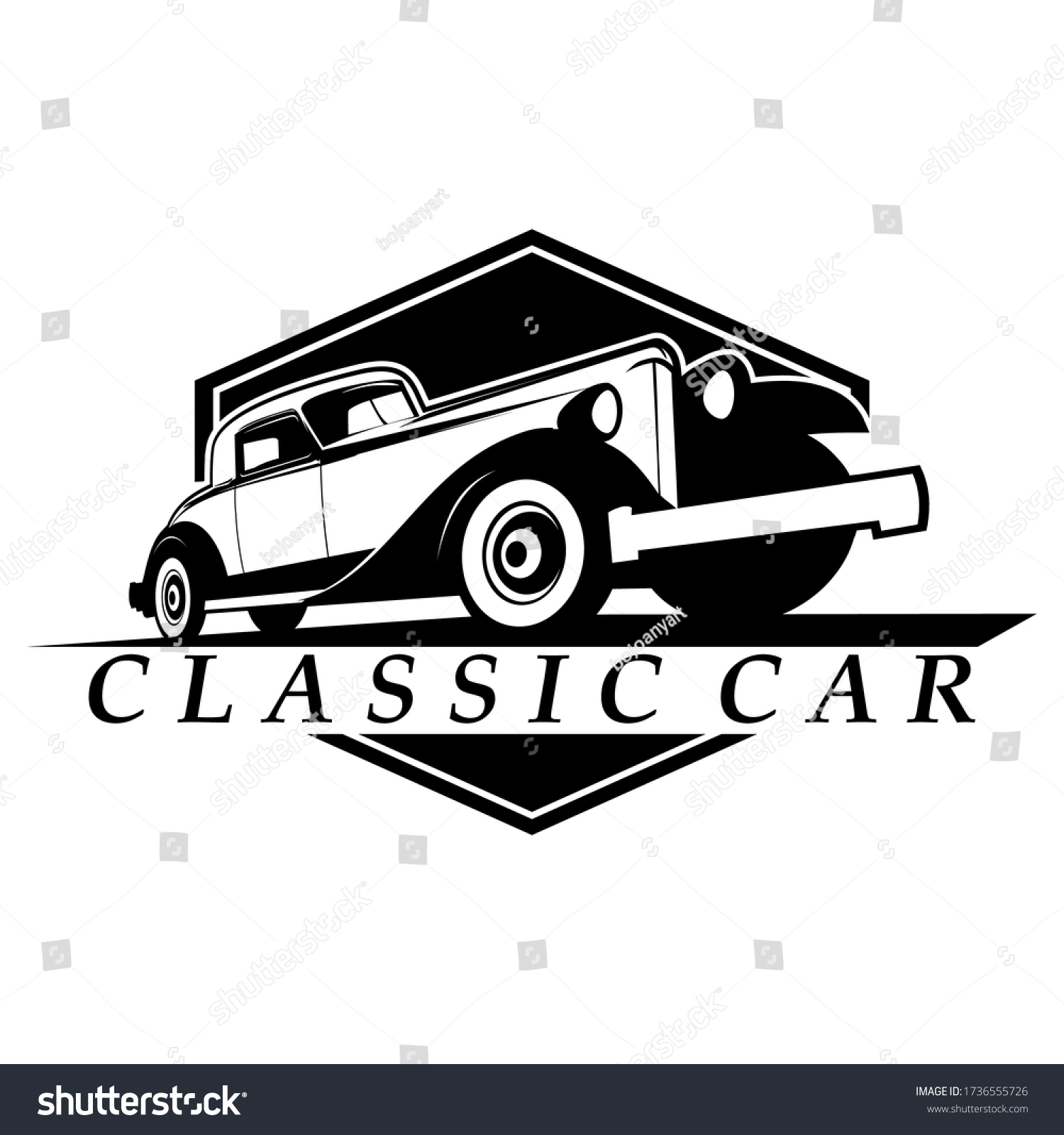 Classic Car Logo Design Vector Stock Vector (Royalty Free) 1736555726 ...
