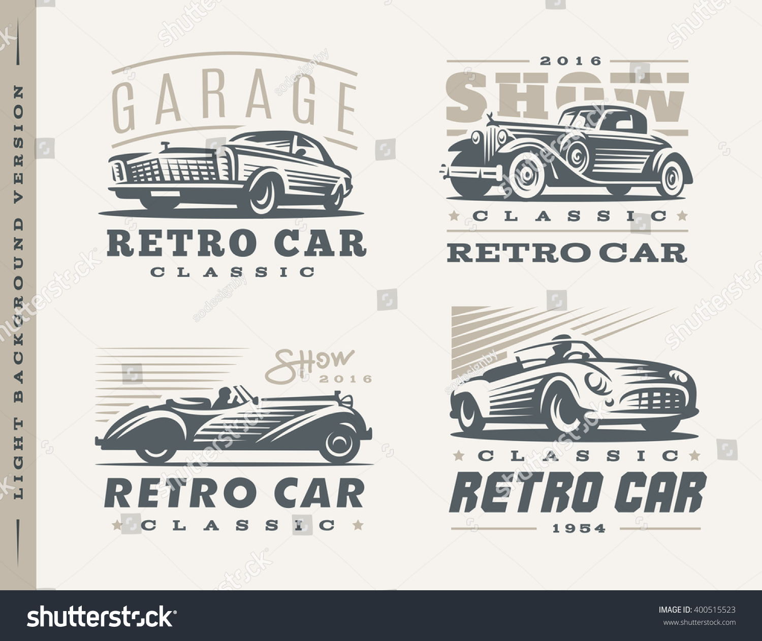 Classic Car Logo Illustrations On Light Stock Vector (Royalty Free ...