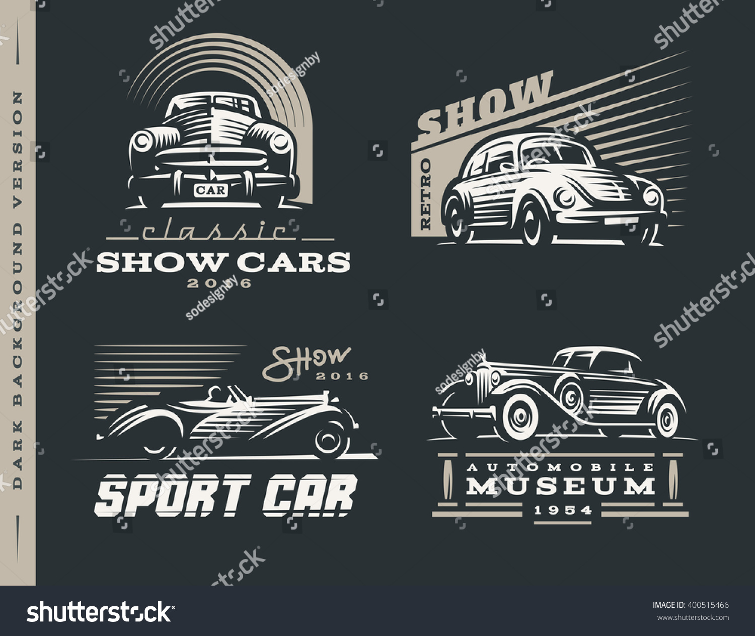 Classic Car Logos Illustrations Set Stock Vector 400515466 - Shutterstock