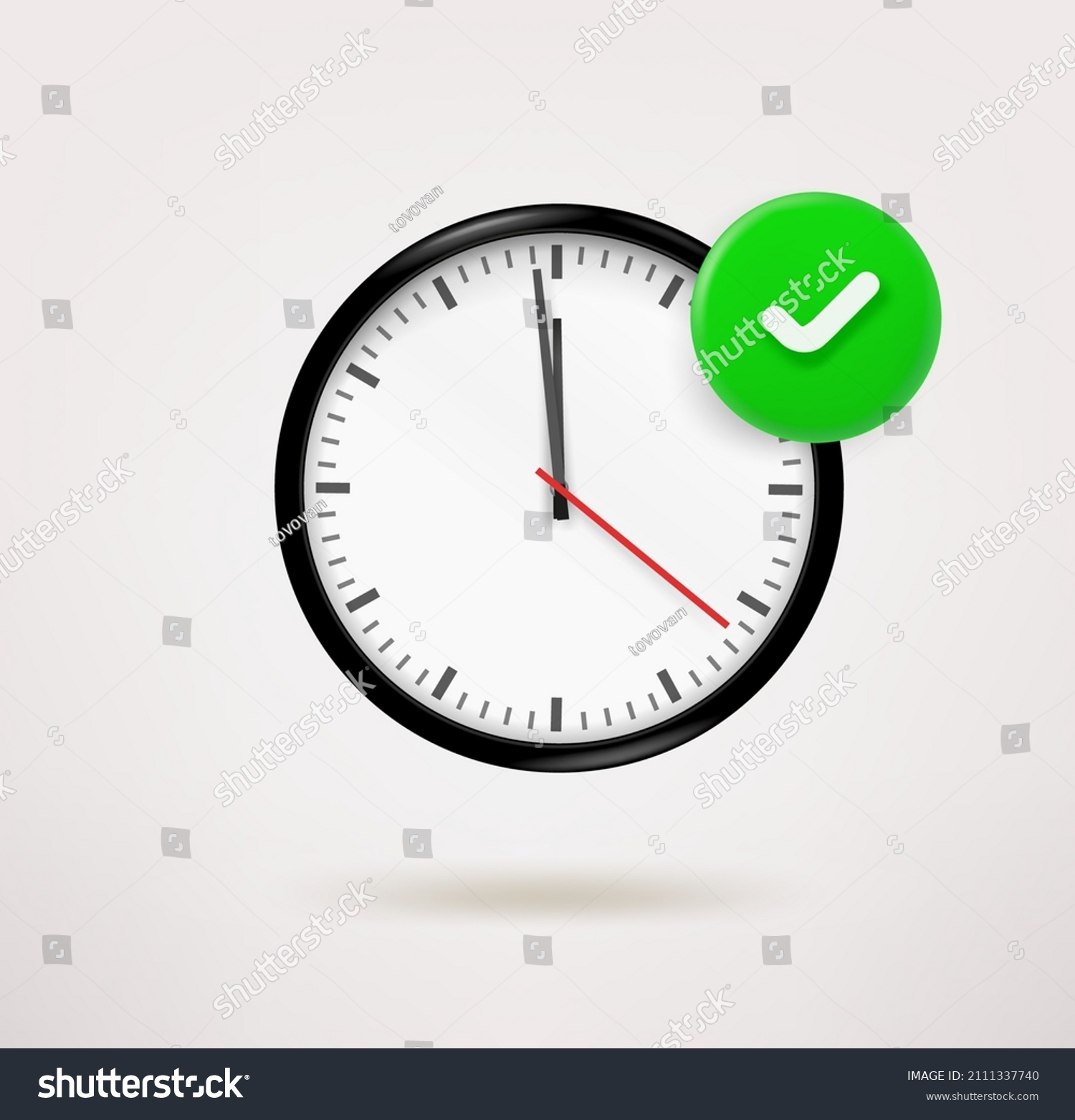 Classic Clock Icon Checkmark 3d Vector Stock Vector (Royalty Free ...