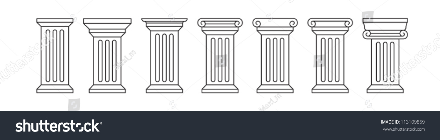 Classic Column Icon Set Stock Vector (Royalty Free) 113109859