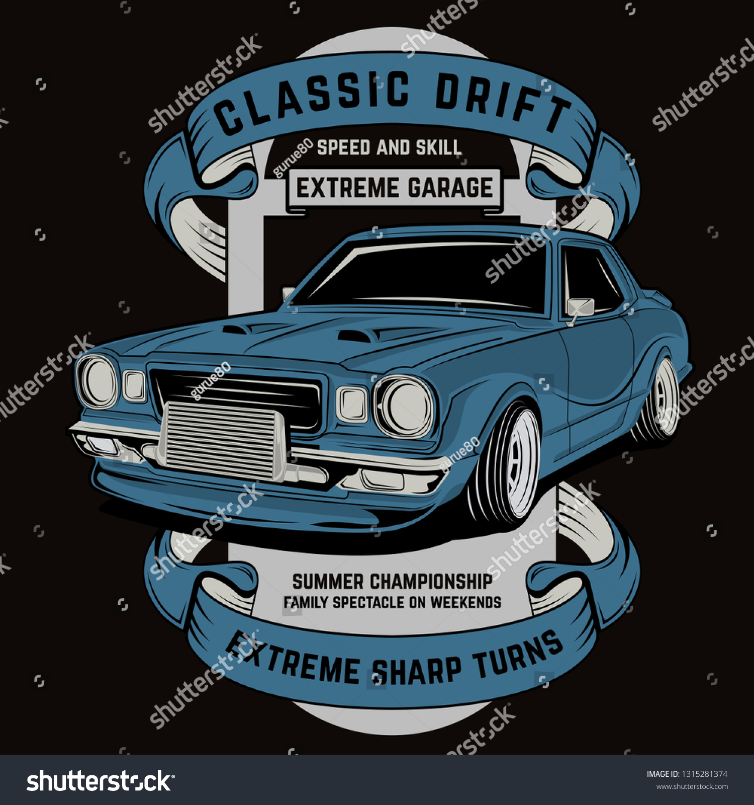 Classic Drift Vector Car Illustration Stock Vector (Royalty Free ...