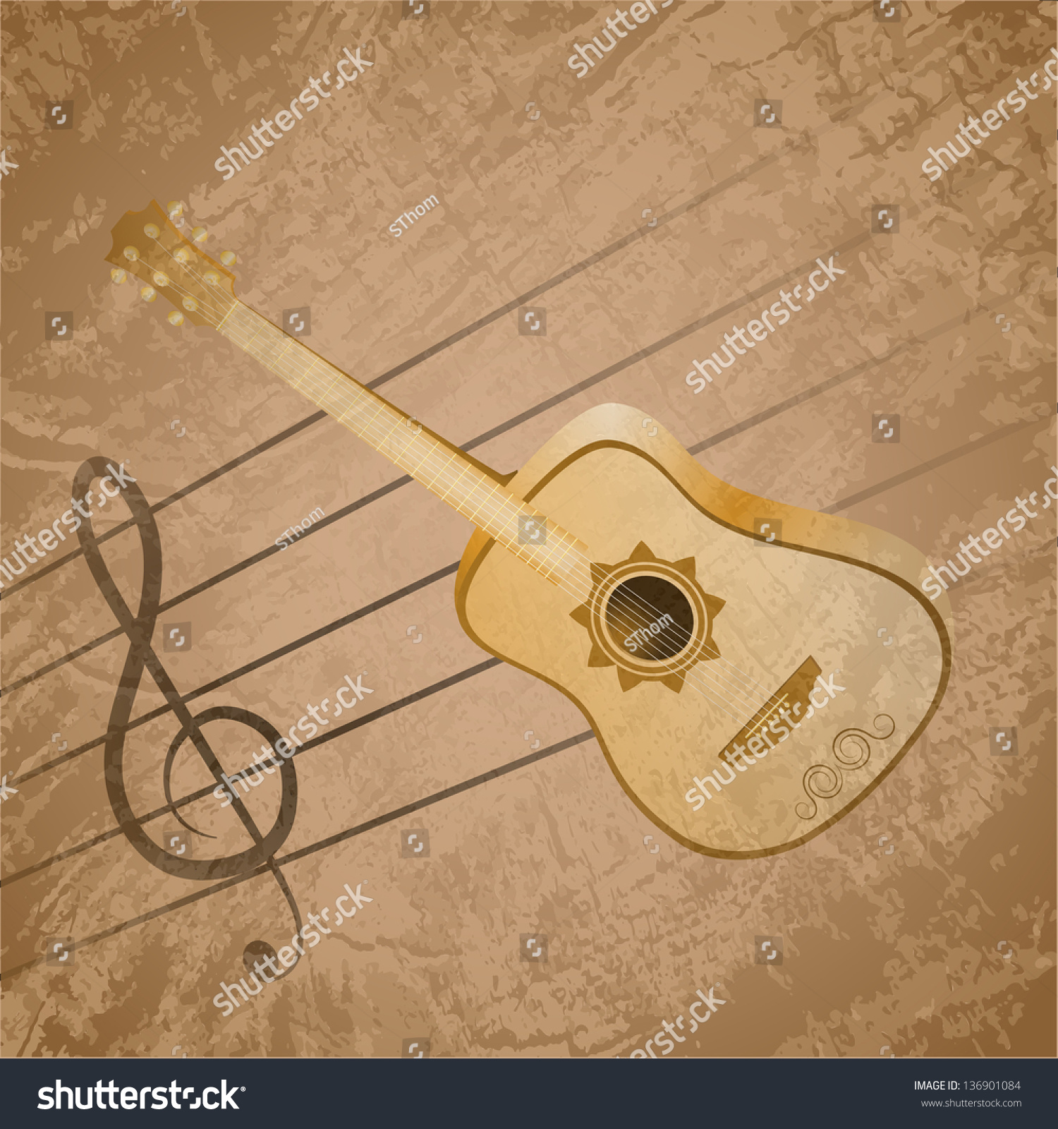 Classic Guitar Background Theme Eps10 Stock Vector (Royalty Free ...
