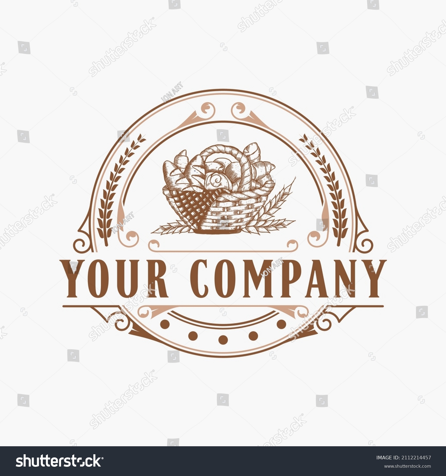 Classic Hand Drawing Bakery Vector Logo Stock Vector (Royalty Free ...