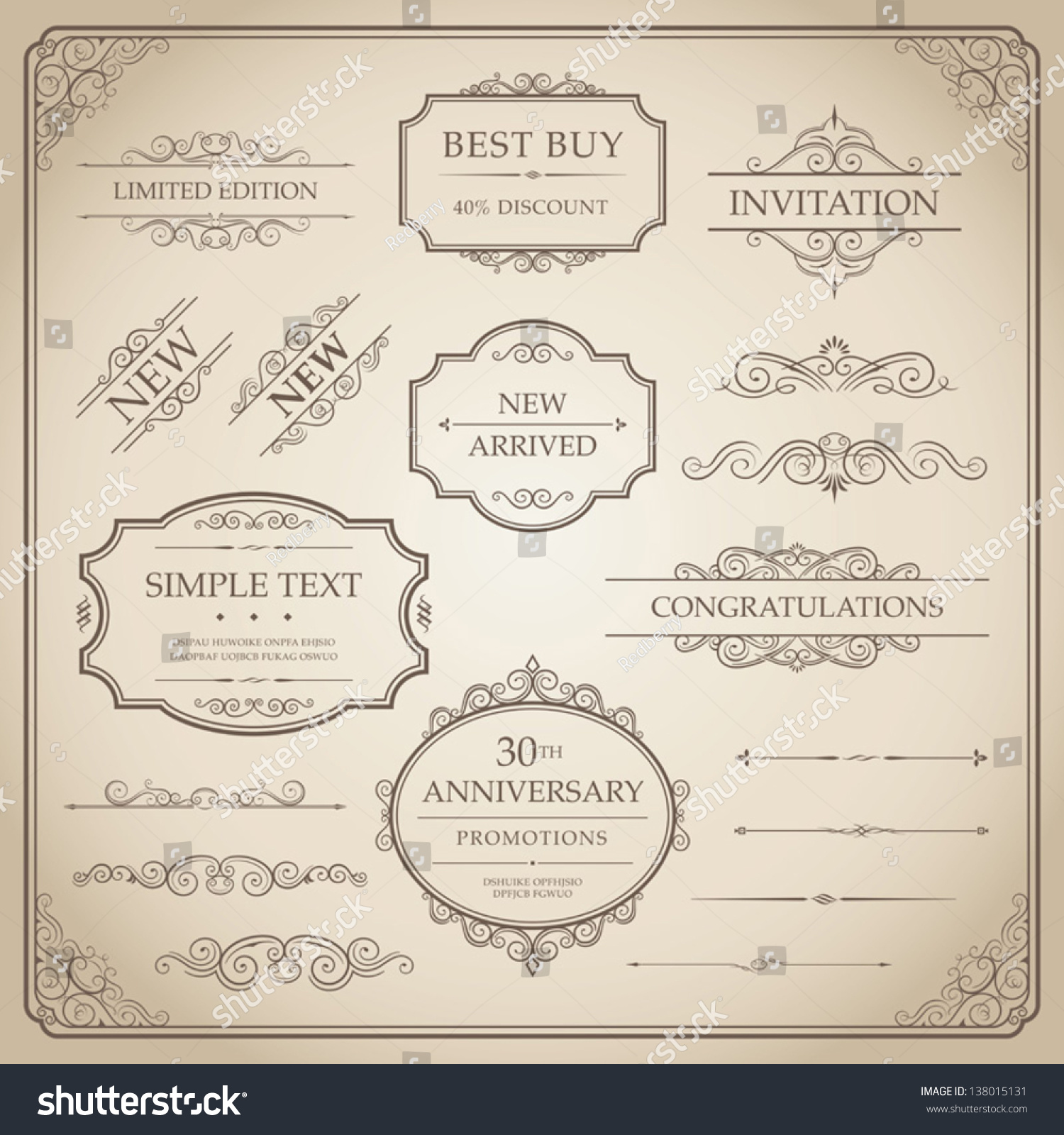 Classic Ornament Label Frame Stock Vector (Royalty Free) 138015131 ...