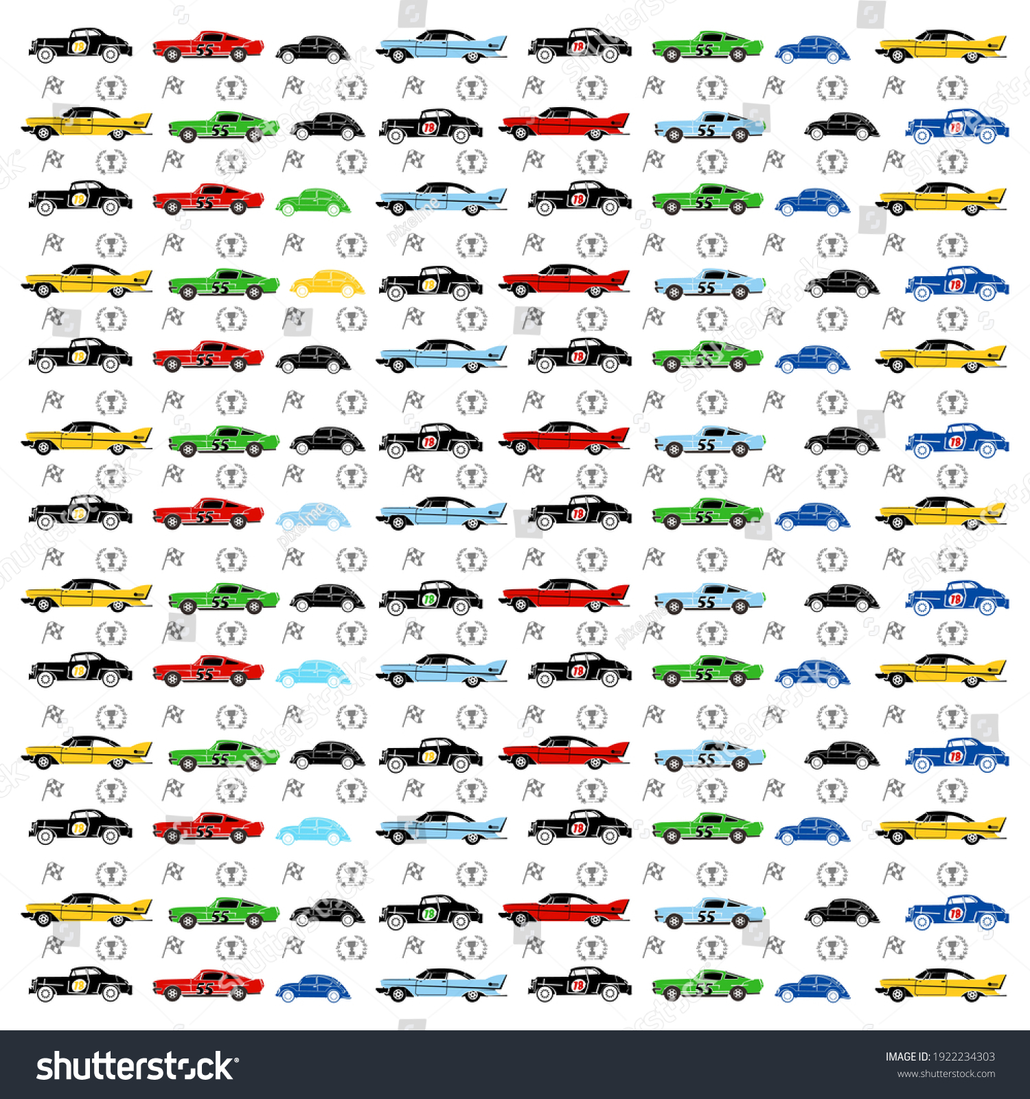 Classic Racing Car Seamless Pattern Stock Vector (Royalty Free ...