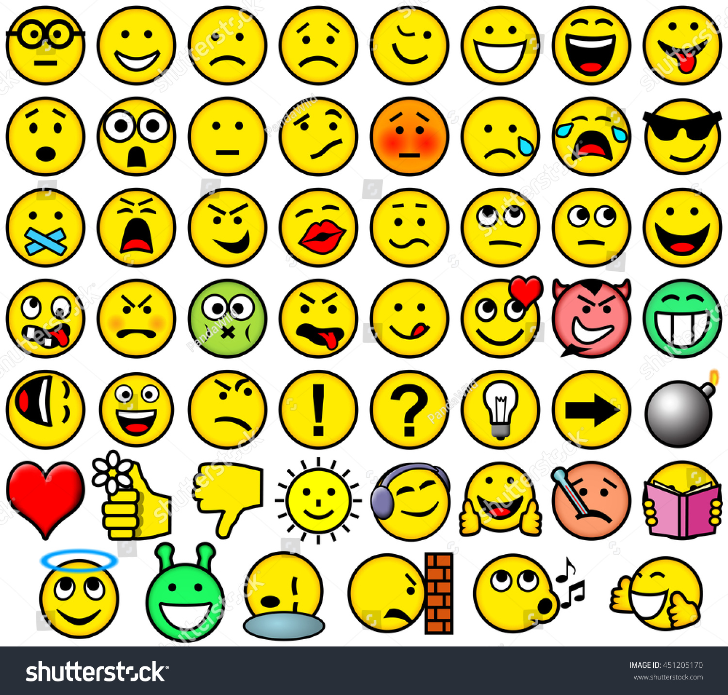 Classic Retro Style Emoticon Vector Set Stock Vector (Royalty Free ...