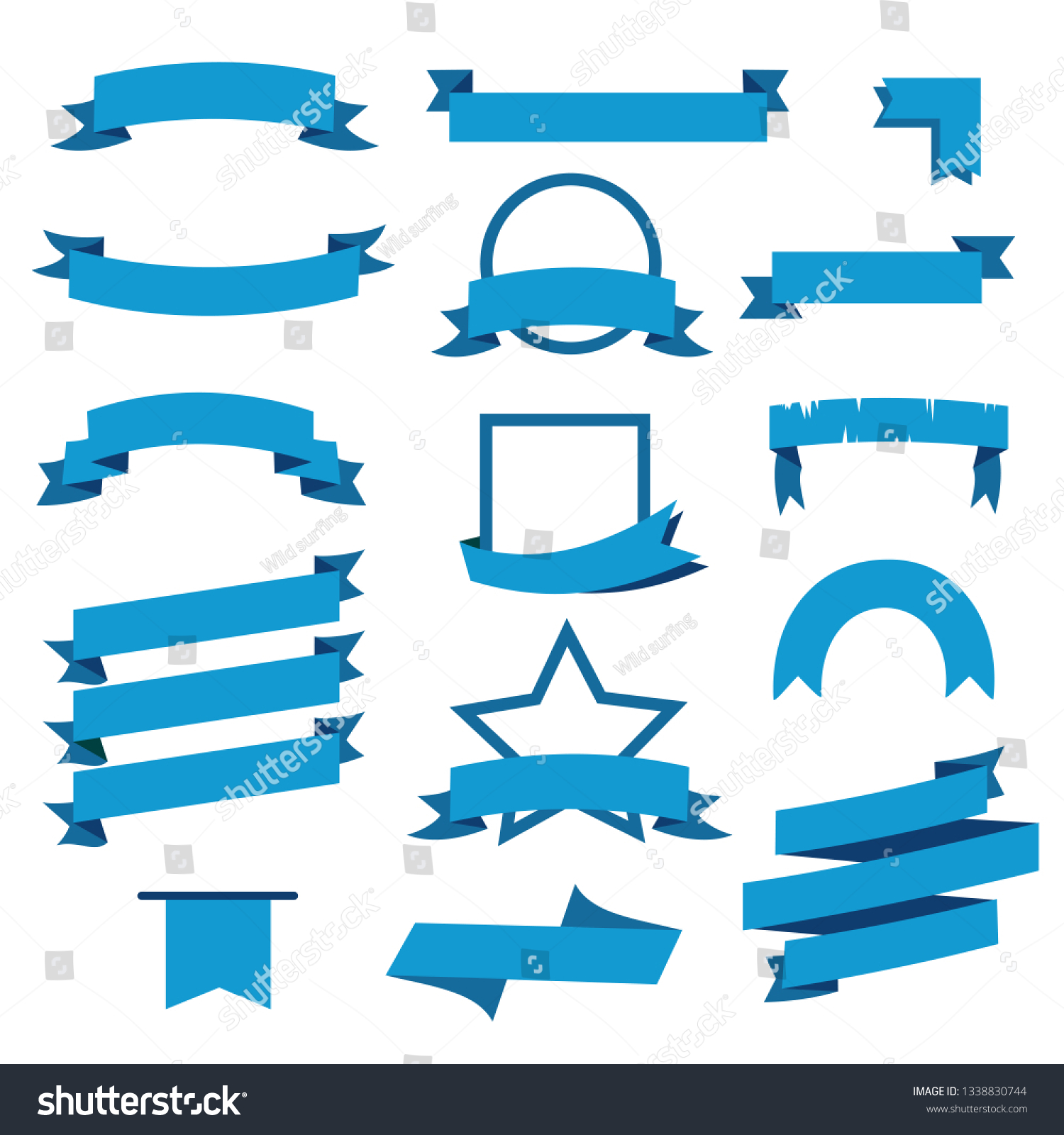 Classic Ribbons Frames Blue Stock Vector (Royalty Free) 1338830744 ...
