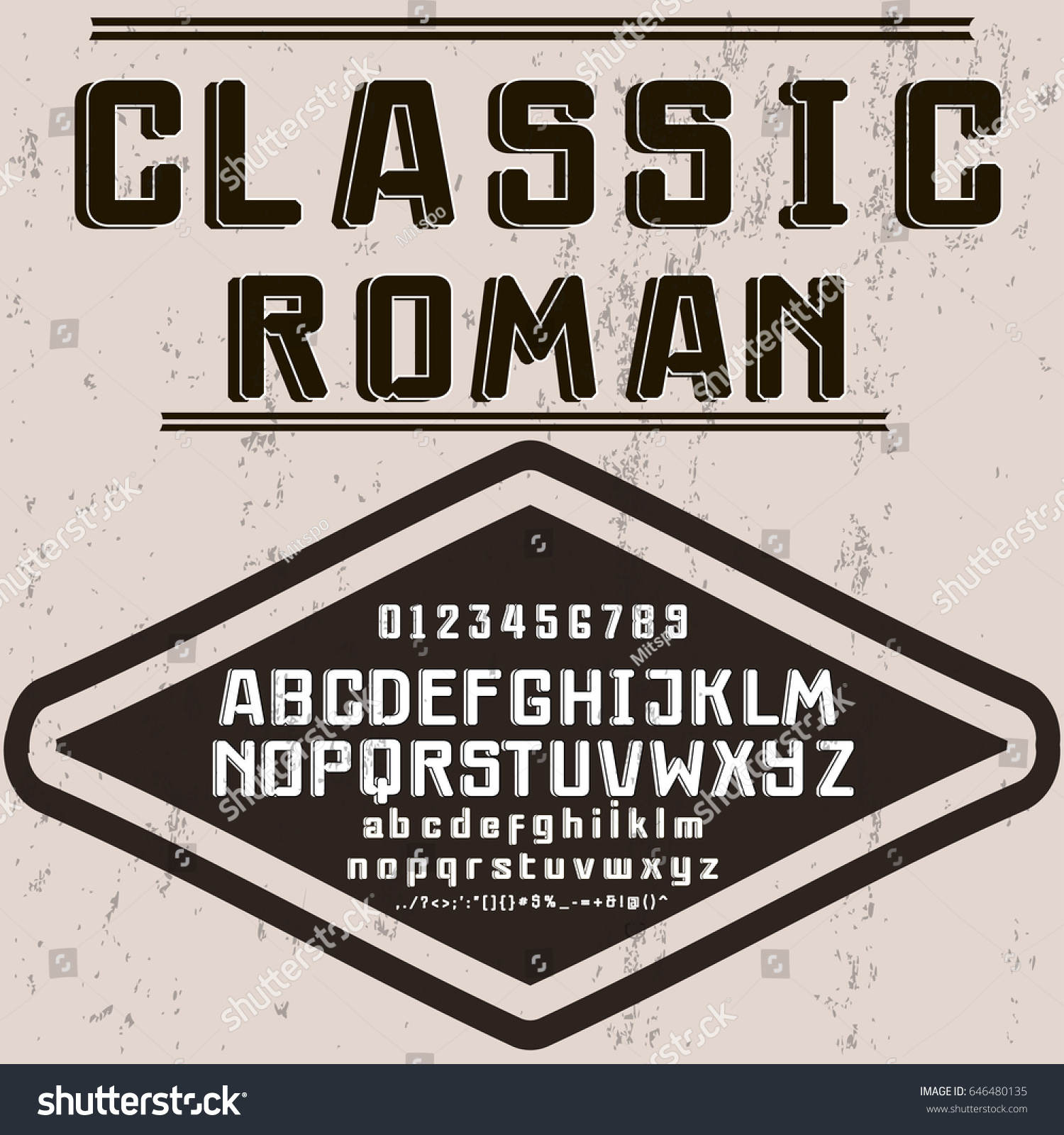 Classic Roman Font Typeface Handcrafted Vector: vector de stock (libre ...