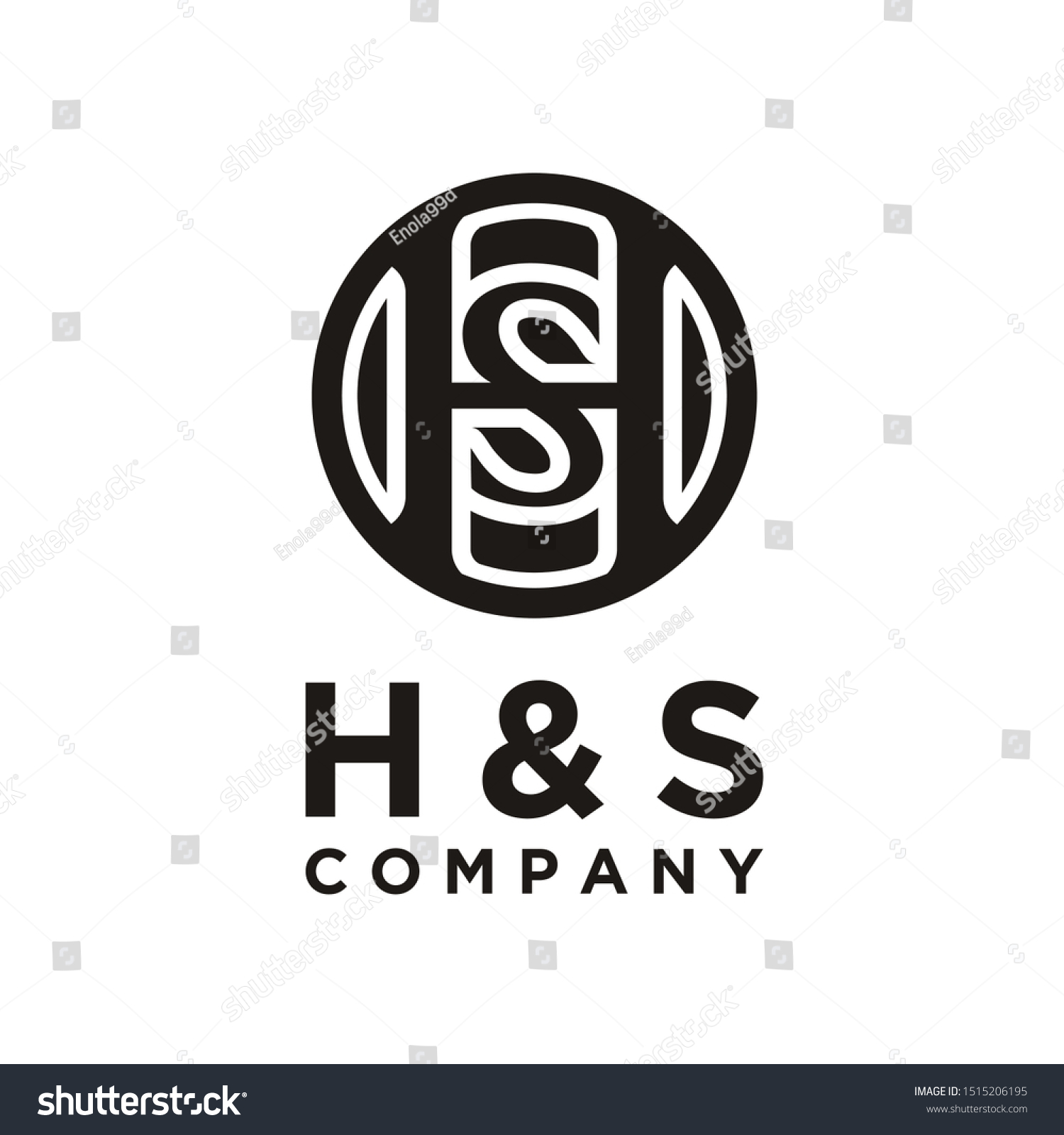Classic Rounded Initial H S Logo Stock Vector (Royalty Free) 1515206195 ...
