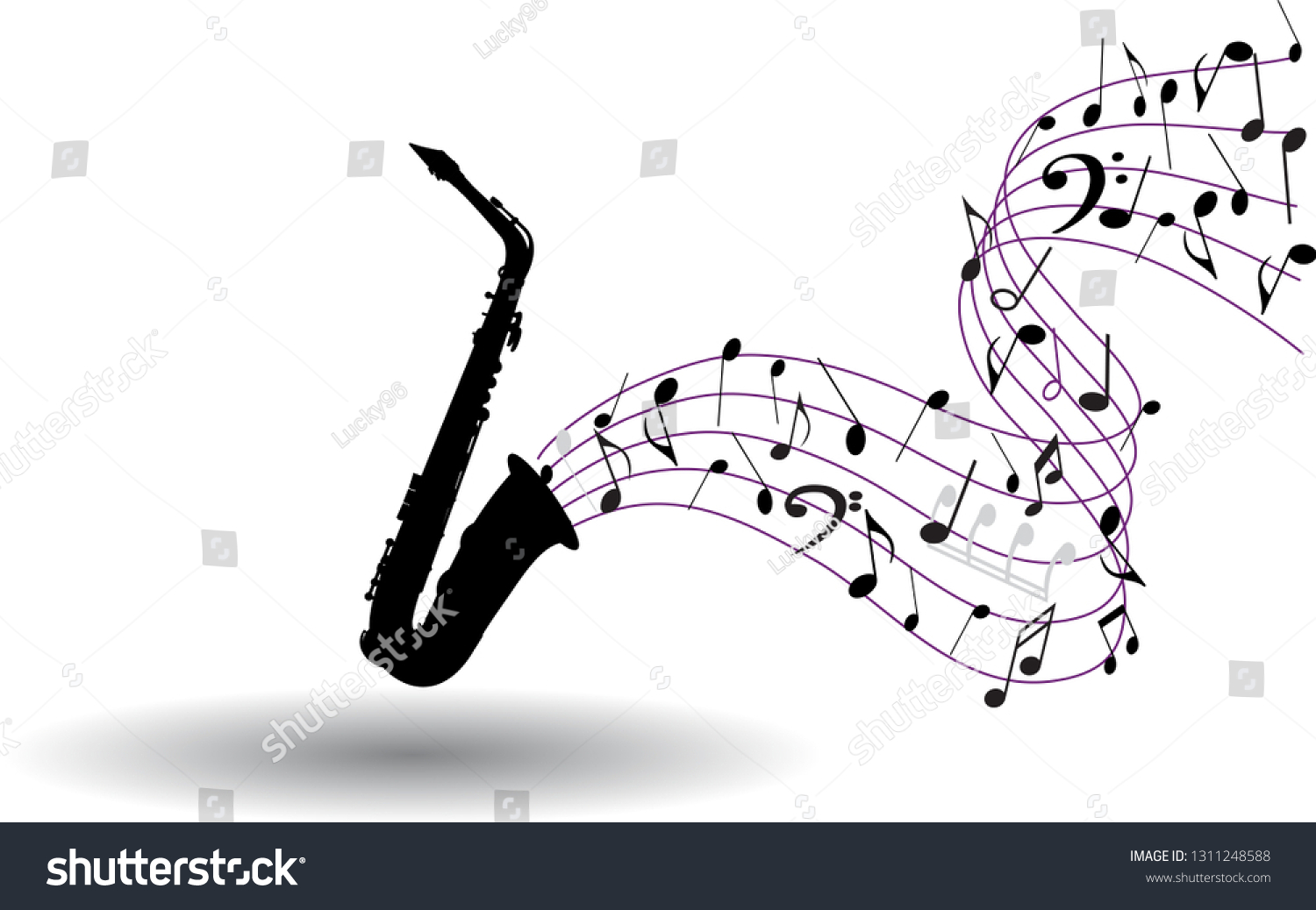 Classic Saxophone Music Notes Illustration Vector Stock Vector (Royalty ...