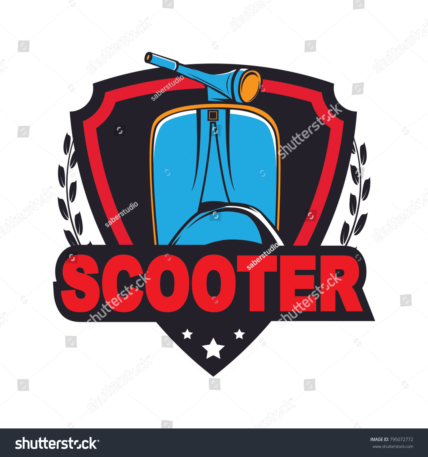 Classic Scooter Logo Template: เวกเตอร์สต็อก (ปลอดค่าลิขสิทธิ์ ...