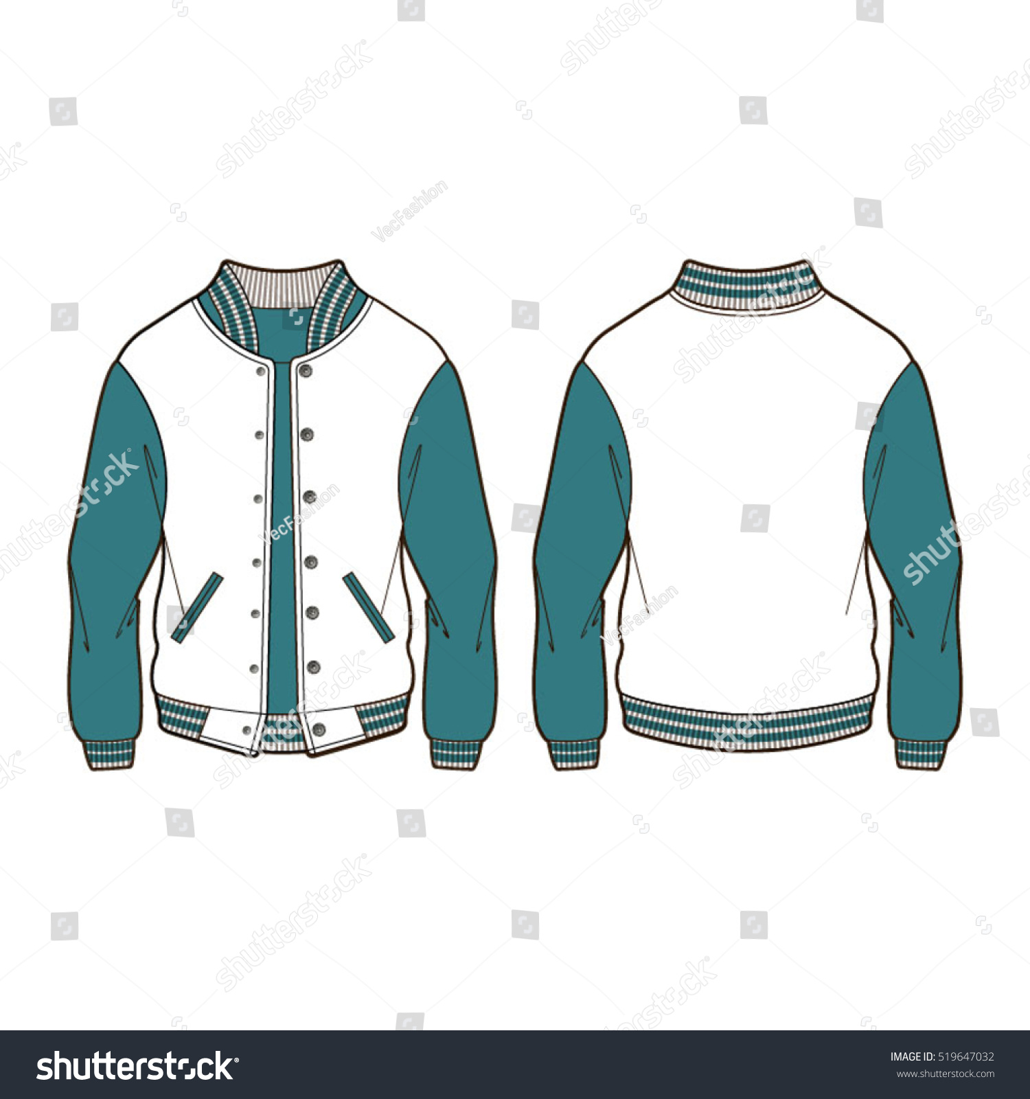 Classic Sport Varsity Jacket Template: เวกเตอร์สต็อก (ปลอดค่าลิขสิทธิ์ ...