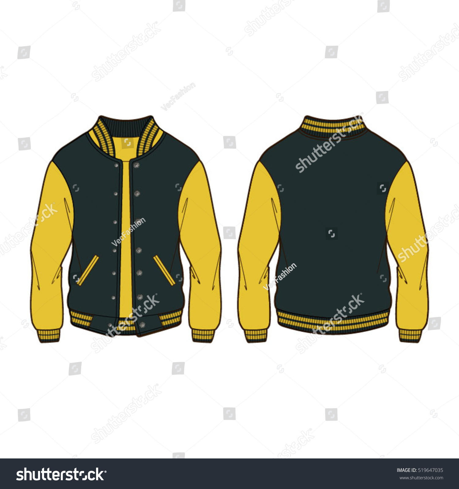 Classic Sport Varsity Jacket Template Stock Vector (Royalty Free) 519647035