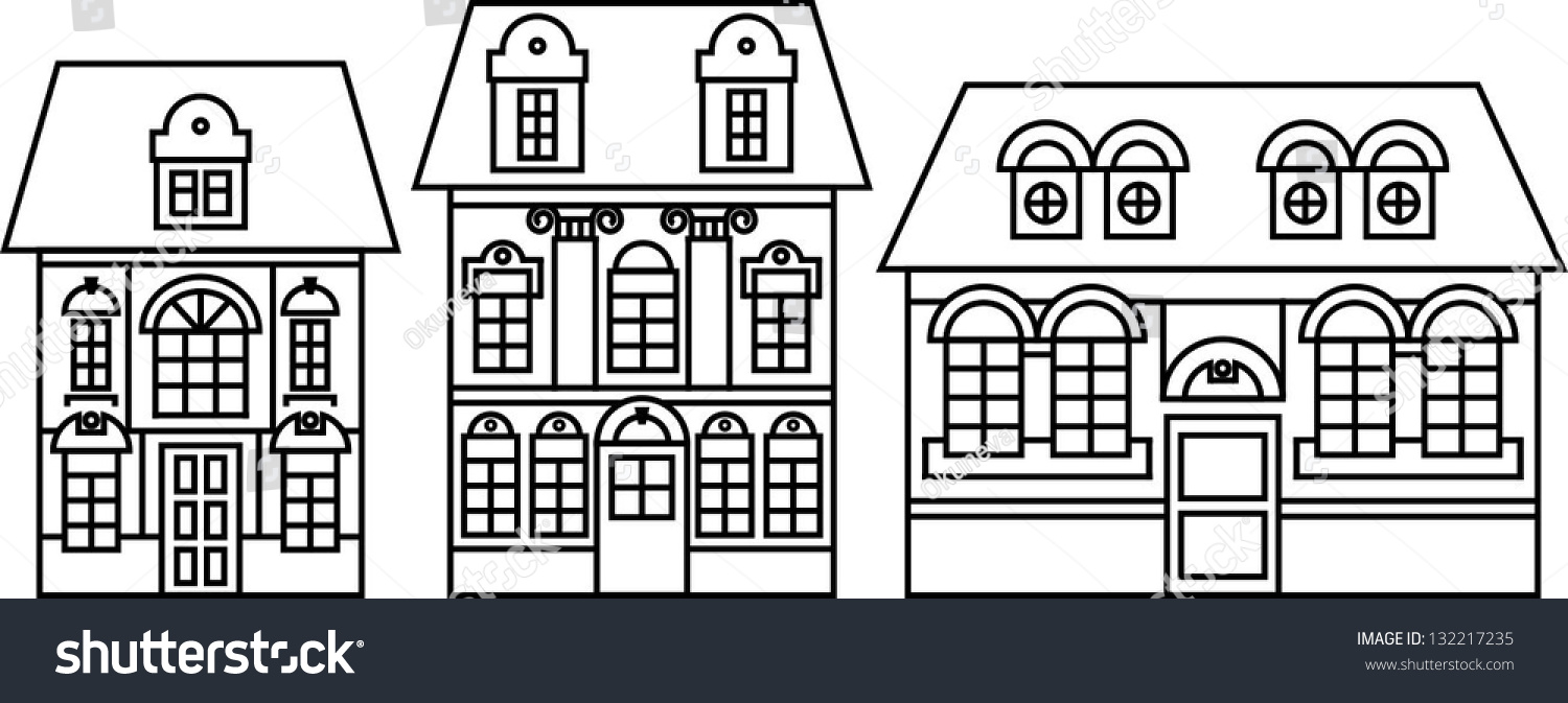 Classic Style House Vector Set Stock Vector (Royalty Free) 132217235