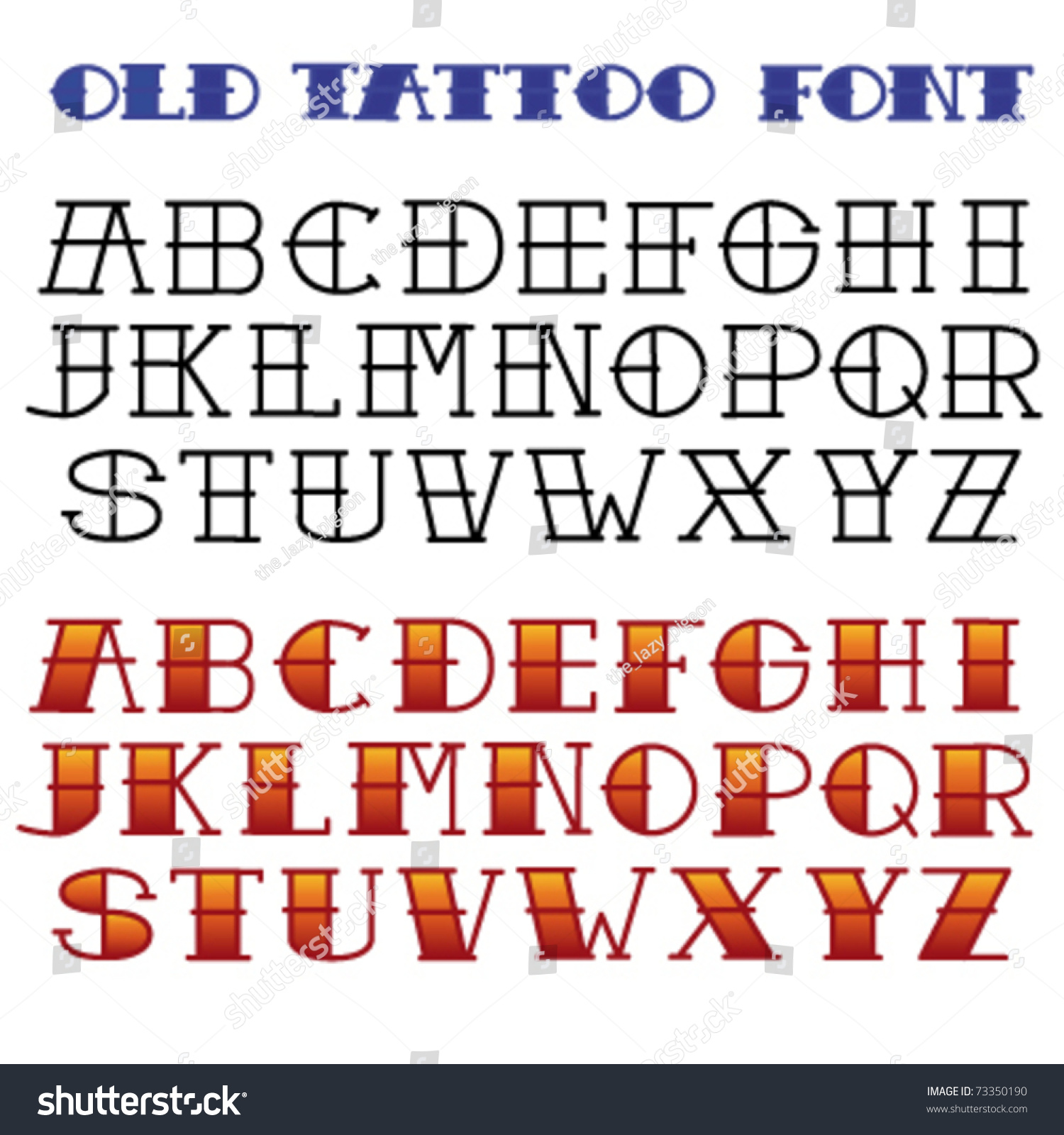 Classic Tattoo Font Stock Vector (Royalty Free) 73350190