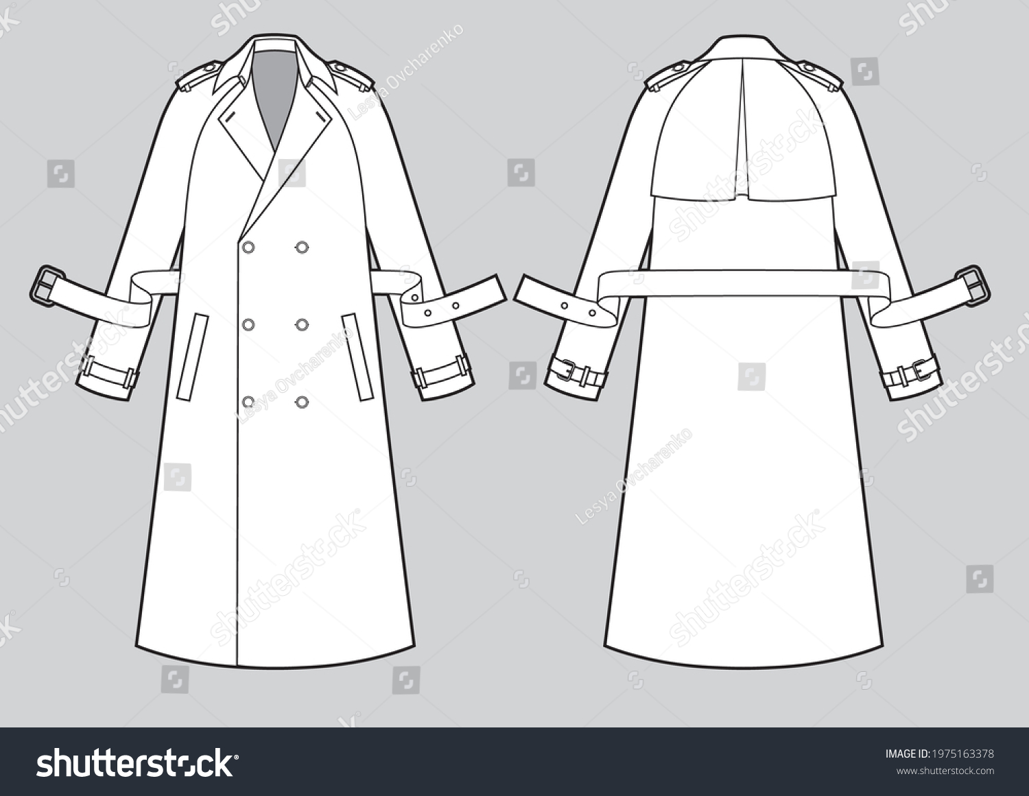 Classic Trench Coat Vector Template Stock Vector (Royalty Free ...