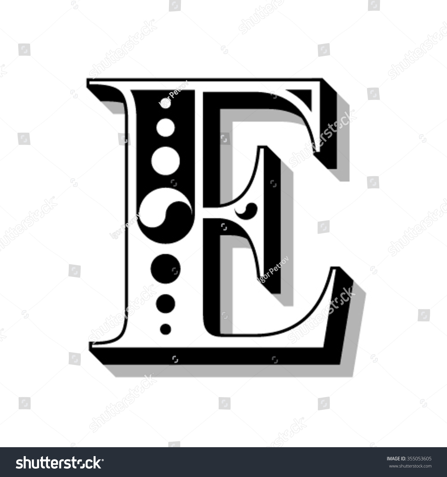 Classic Vintage Font Letter E Vector: vector de stock (libre de ...