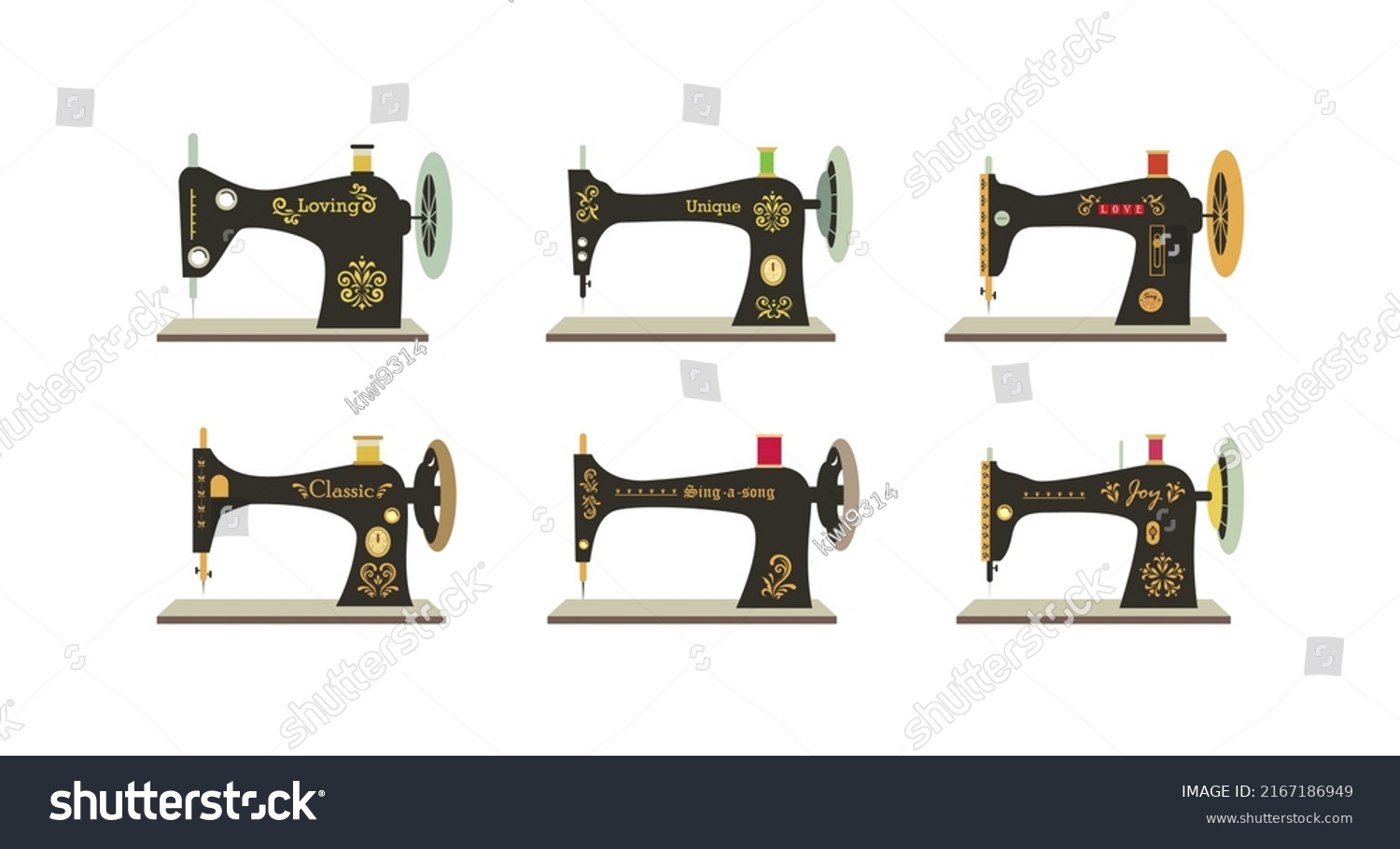Classic Vintage Retro Sewing Machine Vector Stock Vector Royalty Free
