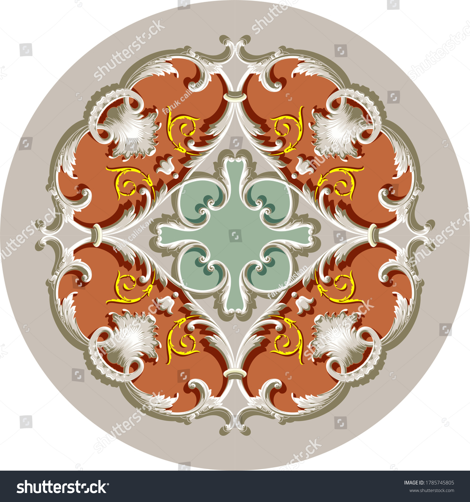 Classical Baroque Ceiling Motif Suitable Cutting Stock Vector (Royalty ...
