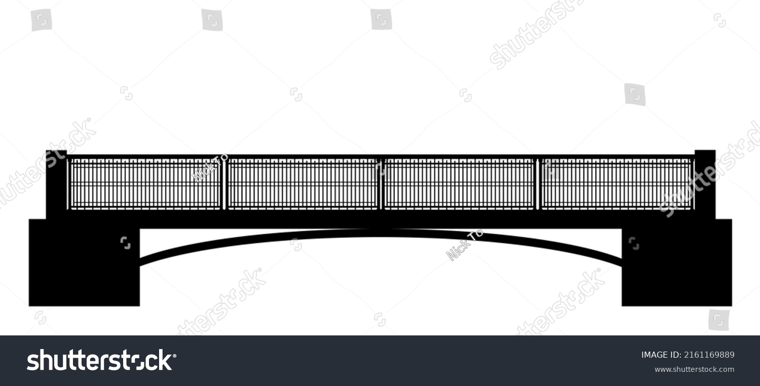 Classical Bridge Silhouette Transport Road Construction Stock Vector