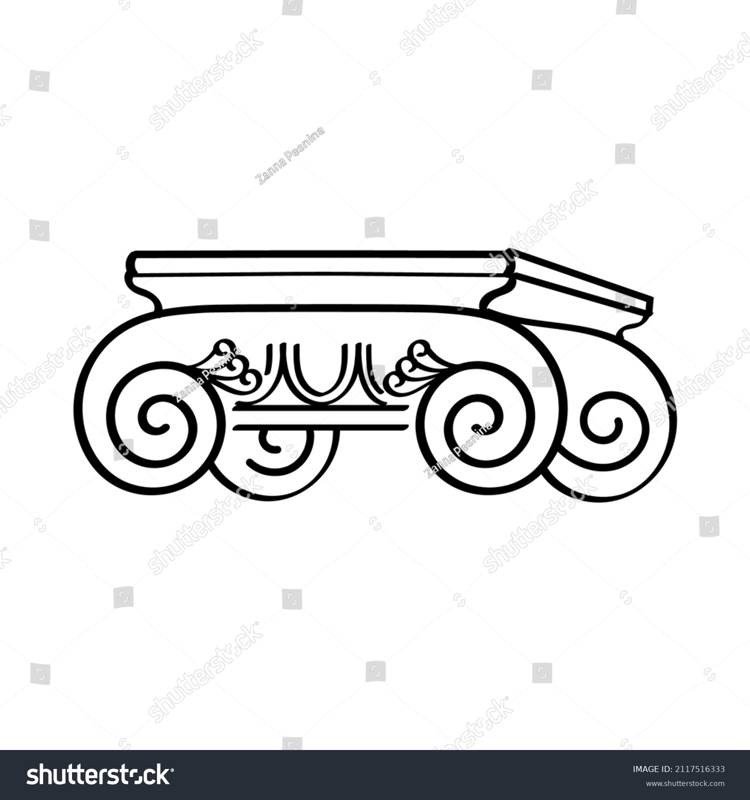 Classical Column Architecture Element Hand Drawn Stock Vector (Royalty ...