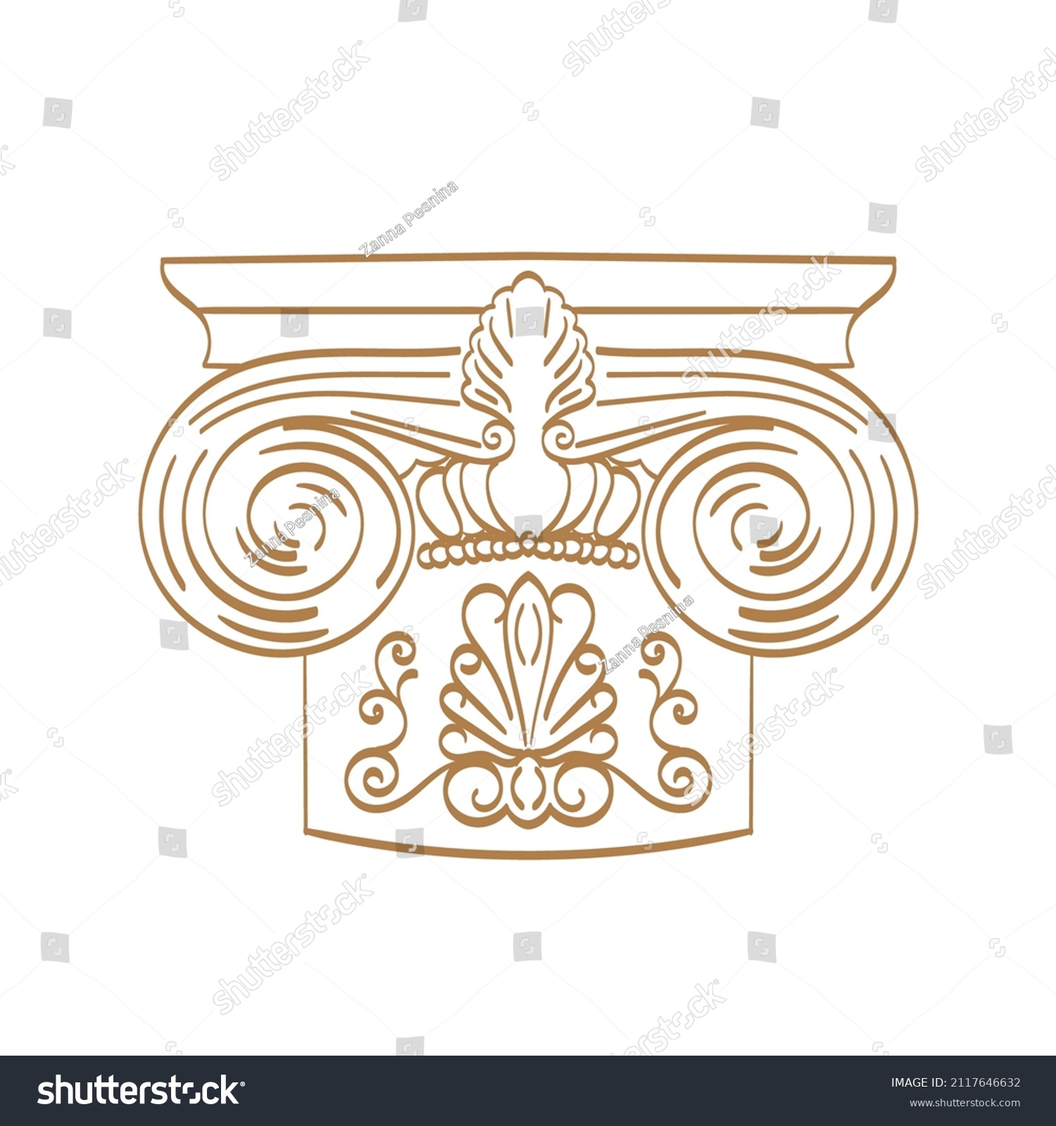 Classical Column Architecture Element Hand Drawn Stock Vector (Royalty ...