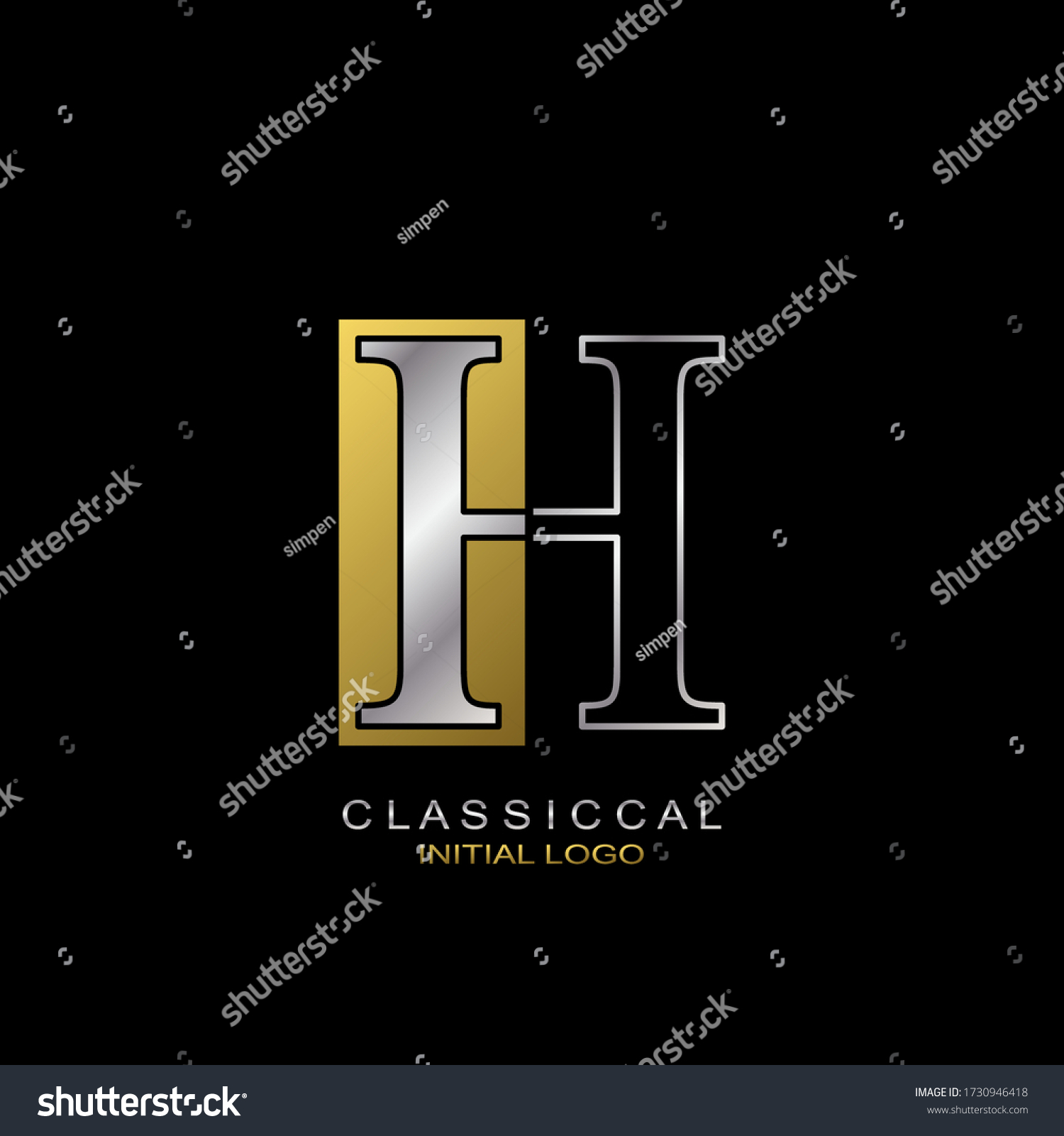 Classical Initial Letter H Logo Icon Stock Vector (Royalty Free ...