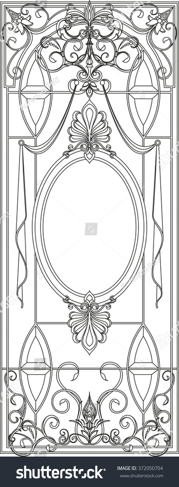 Classical Stainedglass Window Design Baroque Style: vector de stock ...
