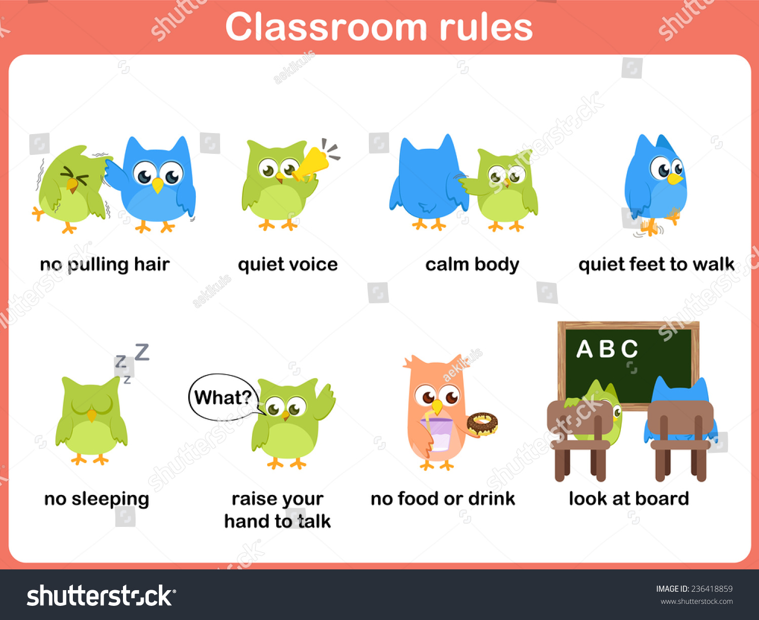 Classroom Rules For Kids Stock Vector Illustration 236418859 : Shutterstock