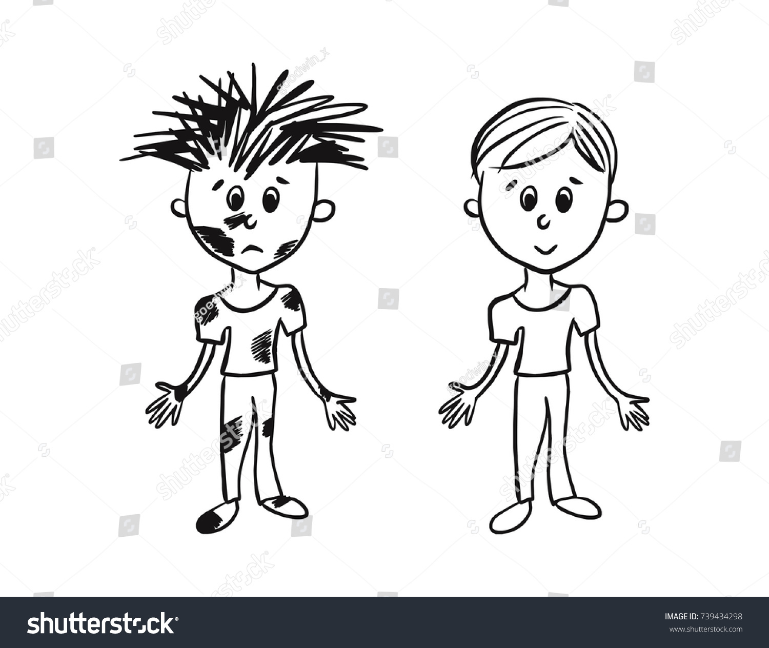 Clean Dirty Boy: vector de stock (libre de regalías) 739434298