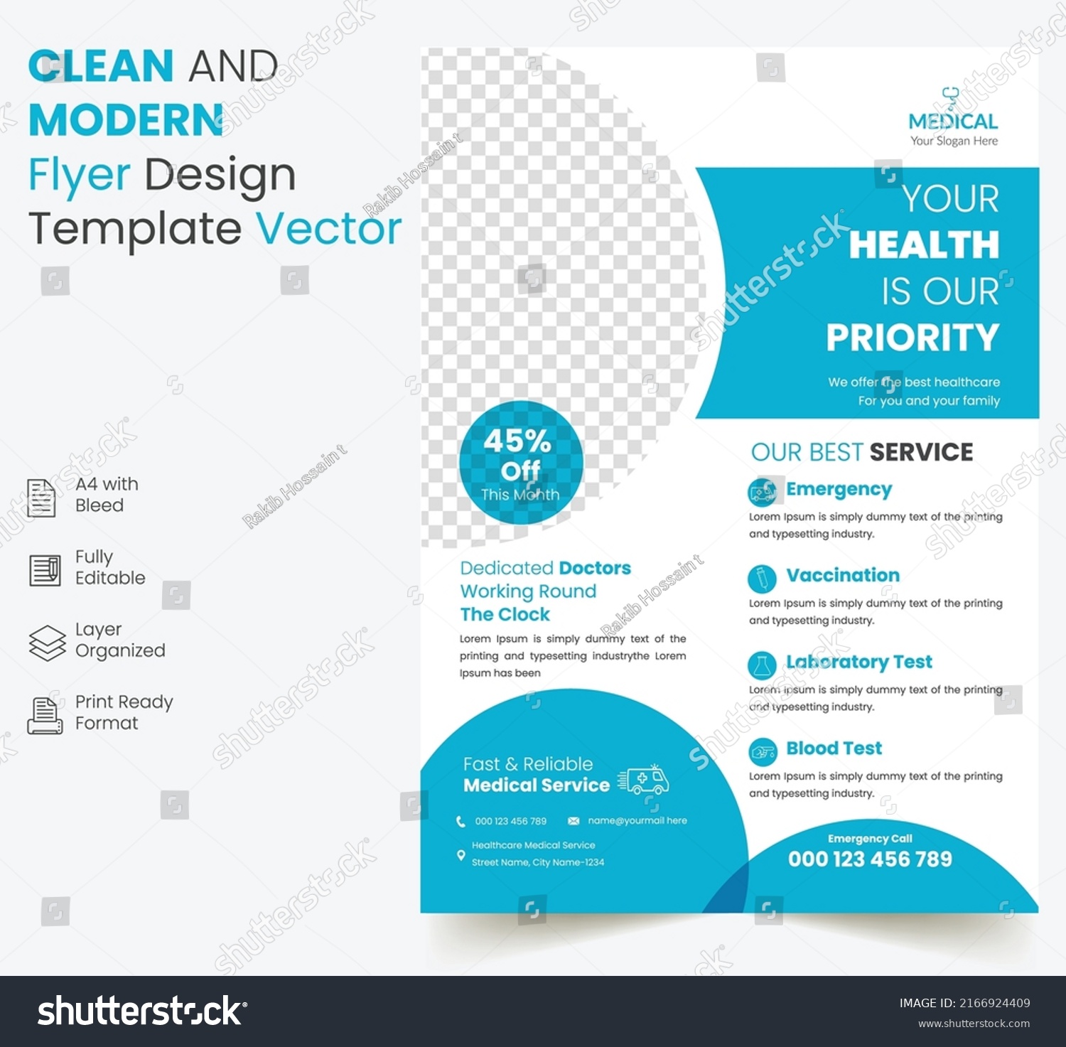 Clean Modern Flyer Design Template Vector Stock Vector (Royalty Free ...