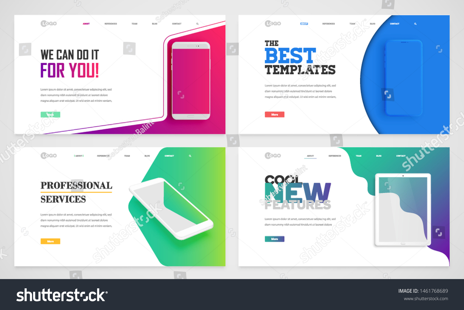 Clean Modern Website Template Vector Illustration Stock Vector (Royalty ...