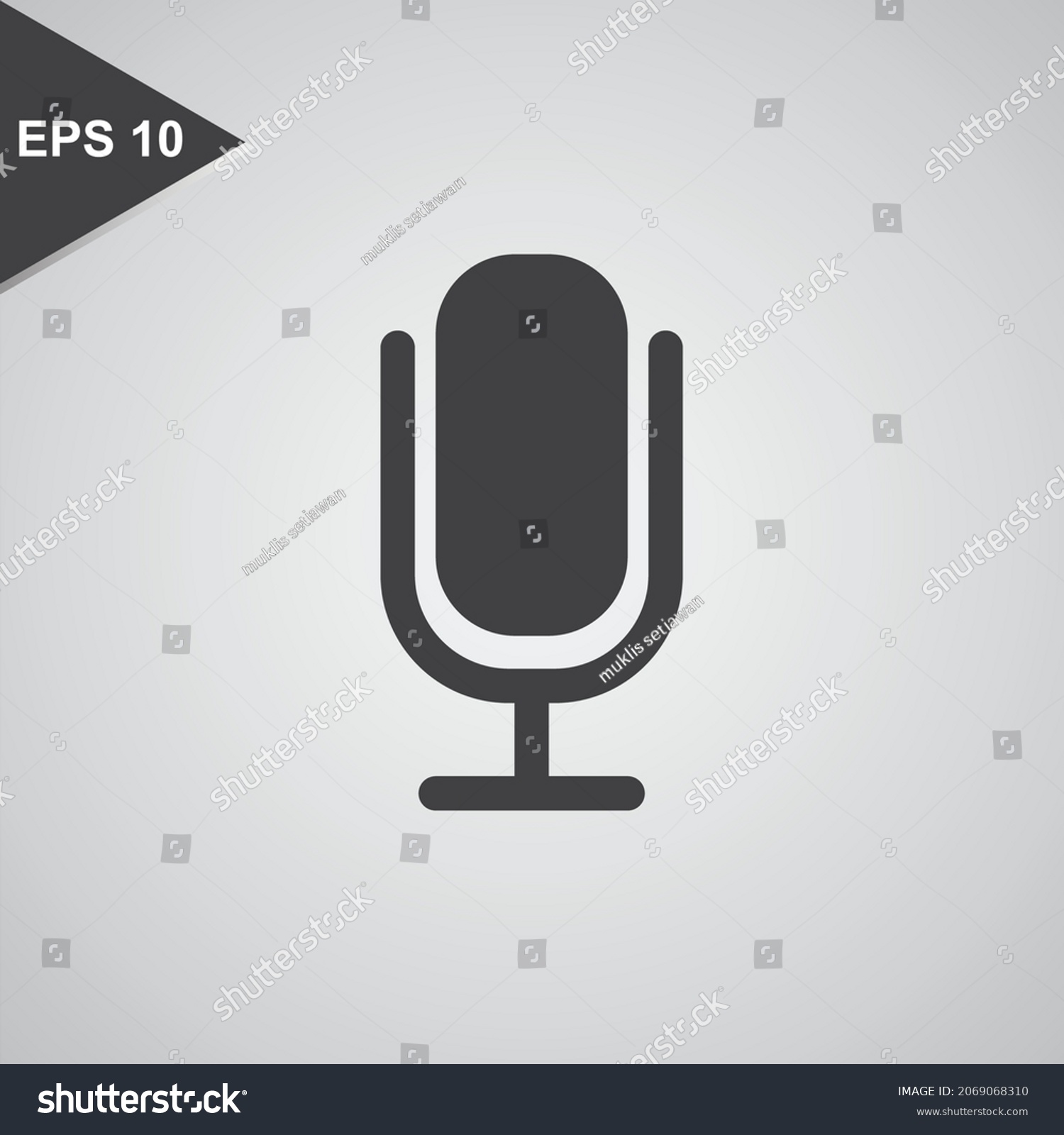Clean Background Silhouette Icon Microphone Mic Stock Vector (Royalty ...